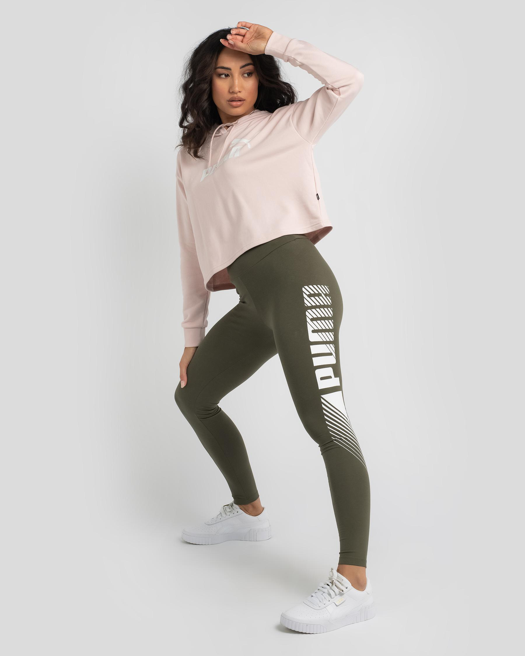 Shop Puma Essential Graphic Leggings In Grape Leaf - Fast Shipping ...