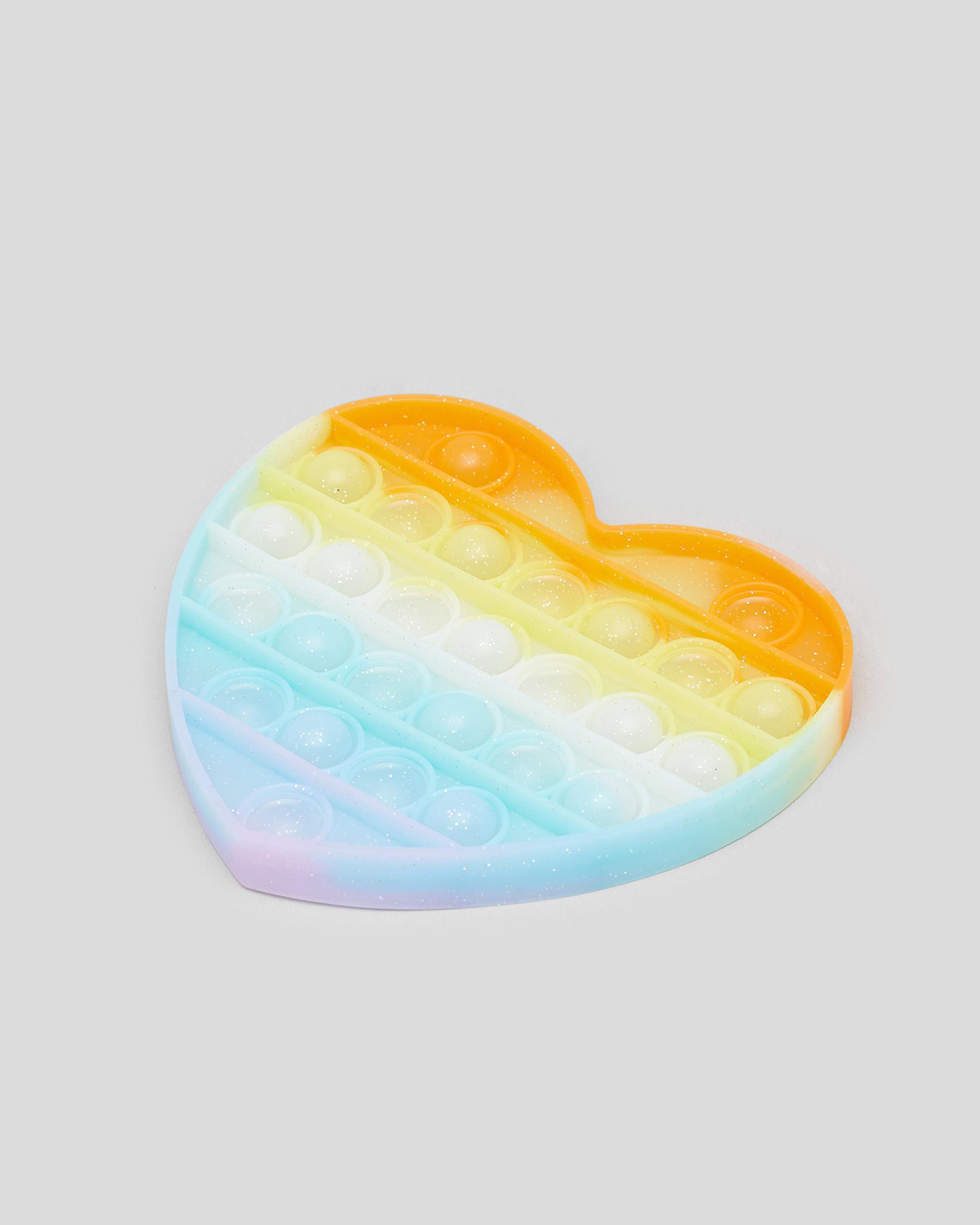 Shop Get It Now Glitter Rainbow Pop It Toy In Heart - Fast Shipping ...