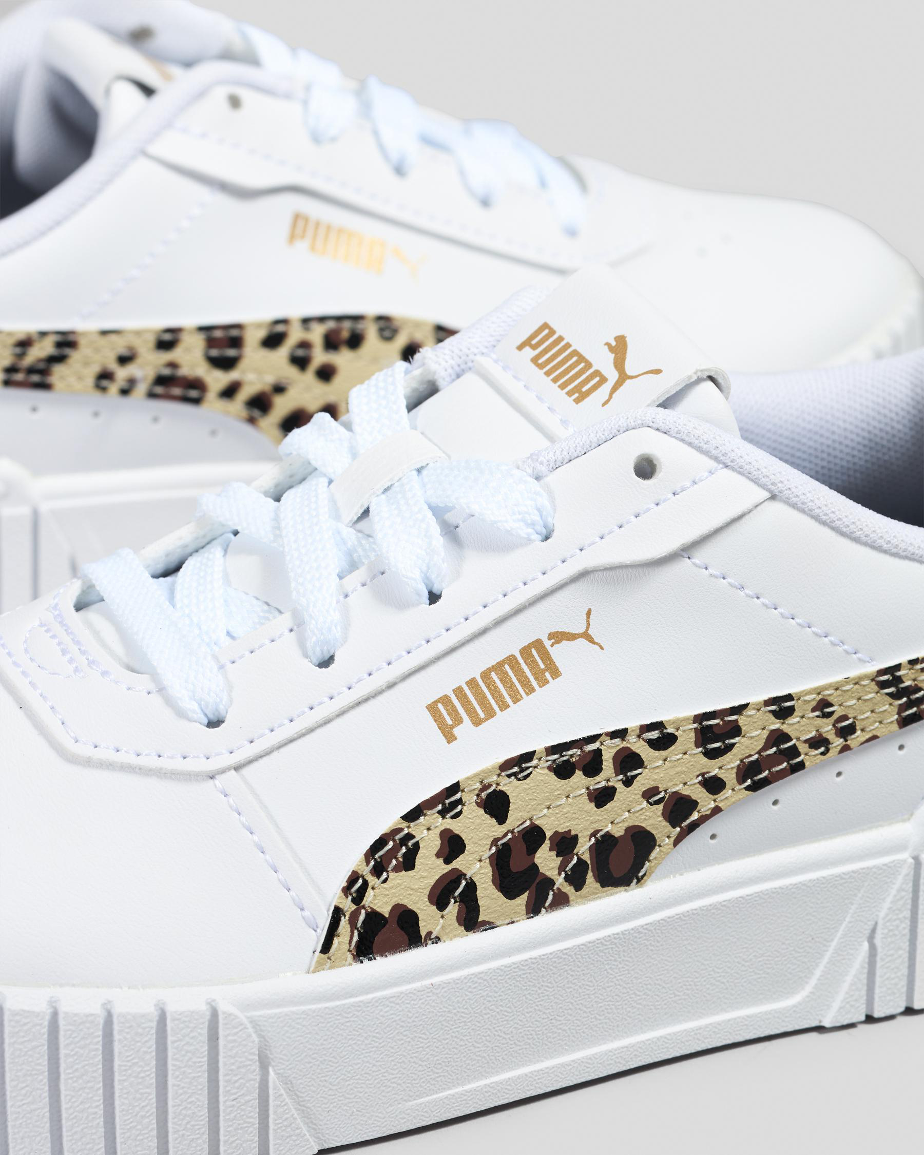 Shop Puma Girls' Carina 2.0 Animal Shoes In Puma White/putty/puma Gold ...