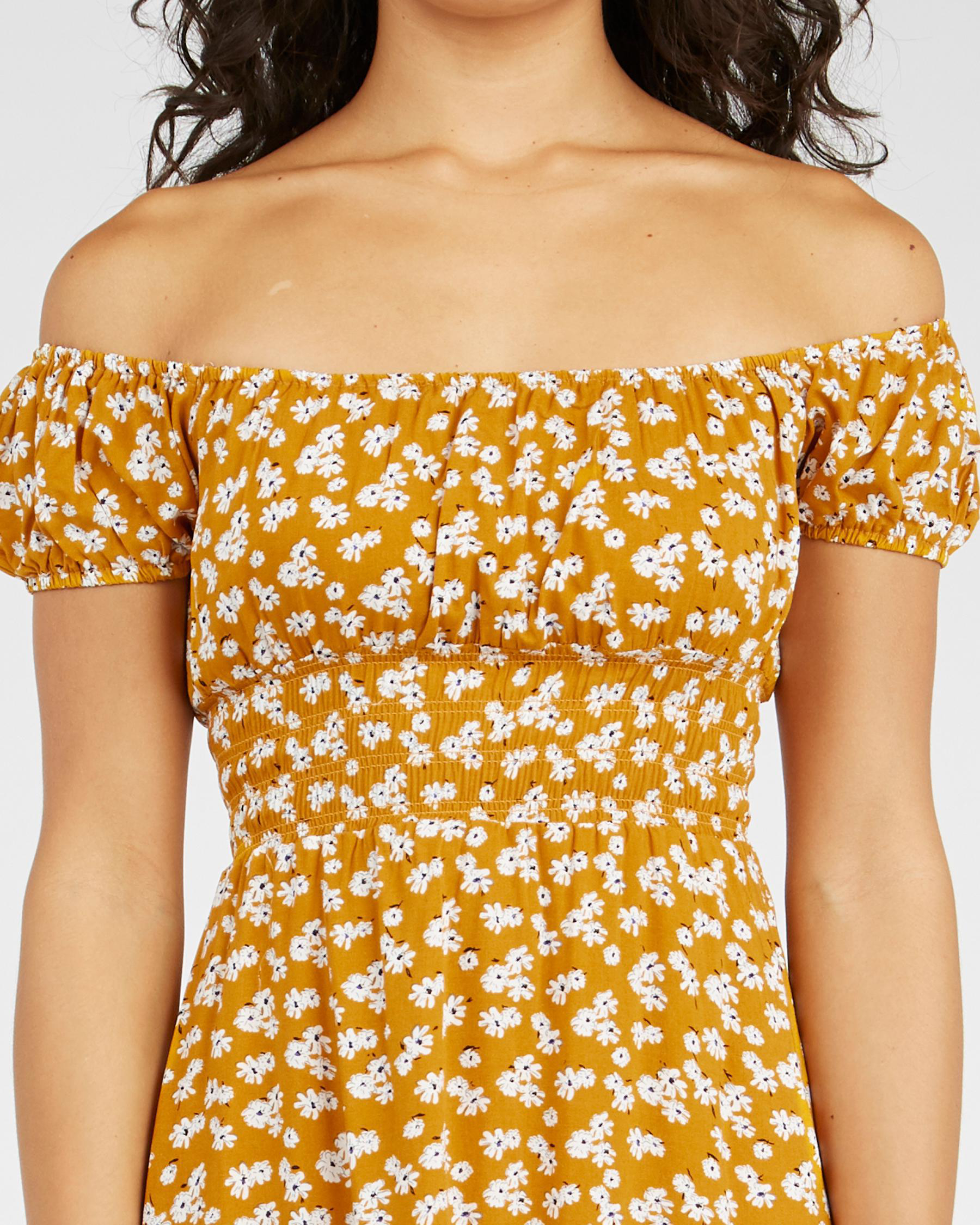 Shop Mooloola Medellin Dress In Mustard/white - Fast Shipping & Easy ...