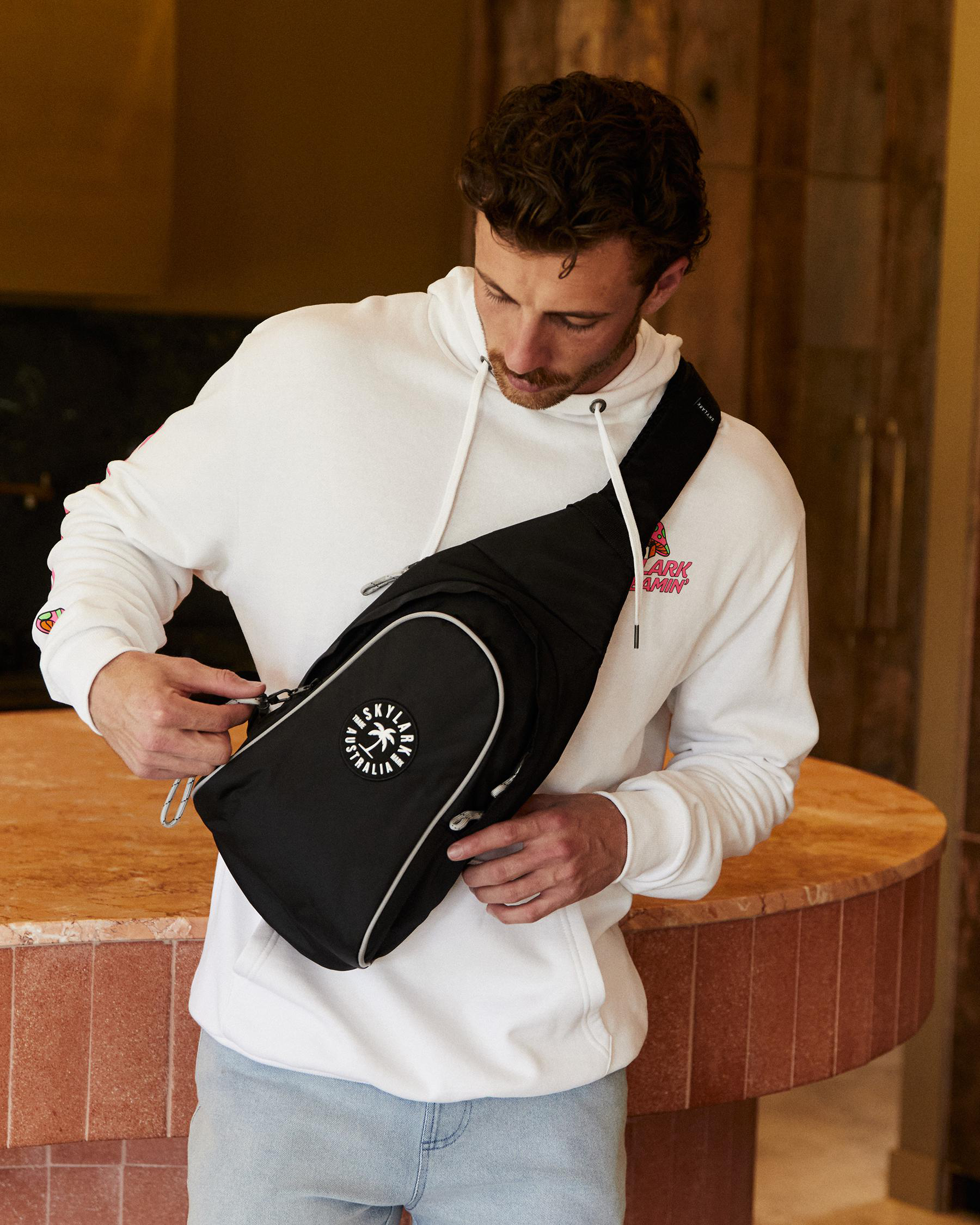 Shop Skylark Flip Side Sling Bag In Black/grey - Fast Shipping & Easy ...