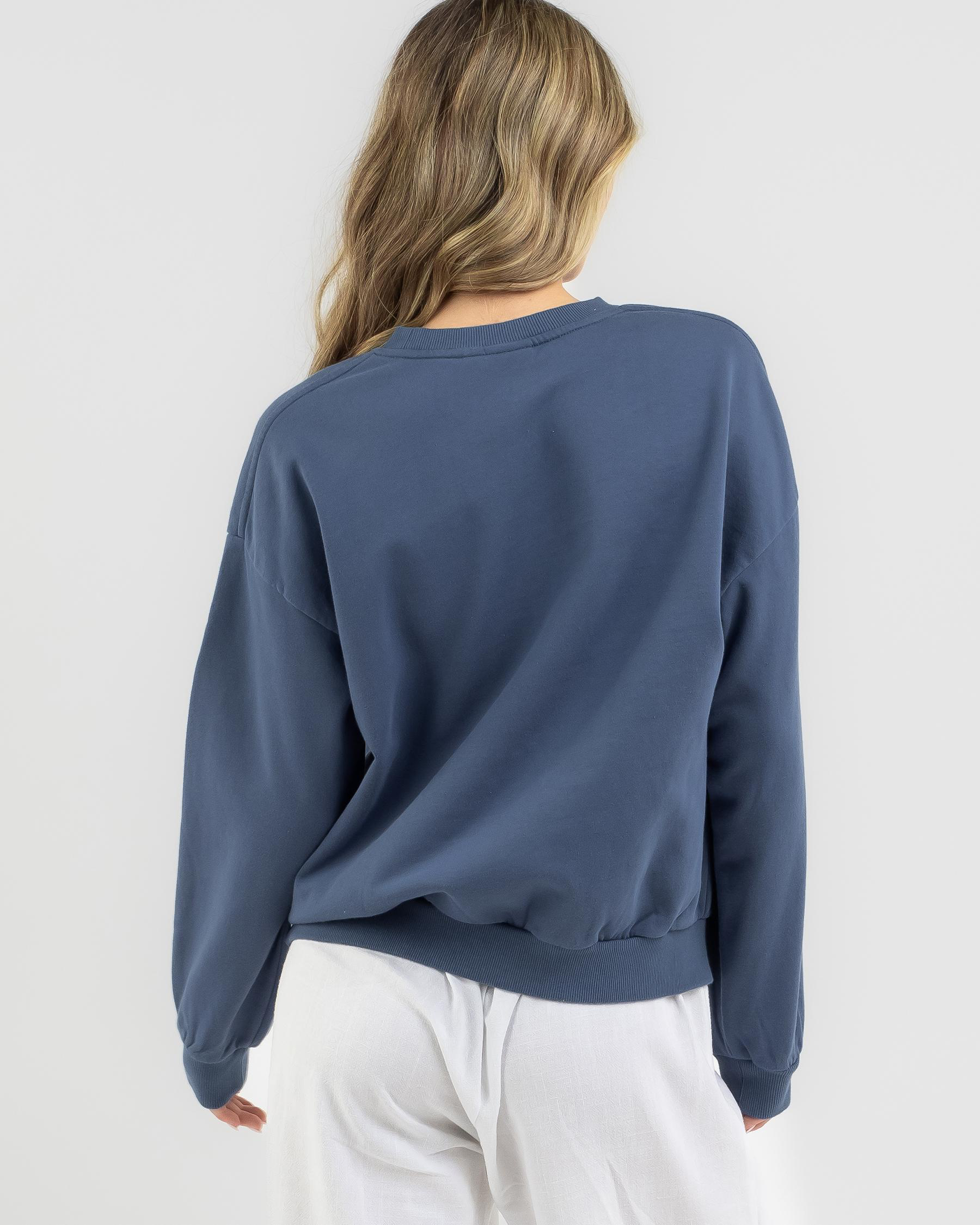 Shop Rusty Sunrise Relaxed Crewneck Sweatshirts In Elemental Blue ...