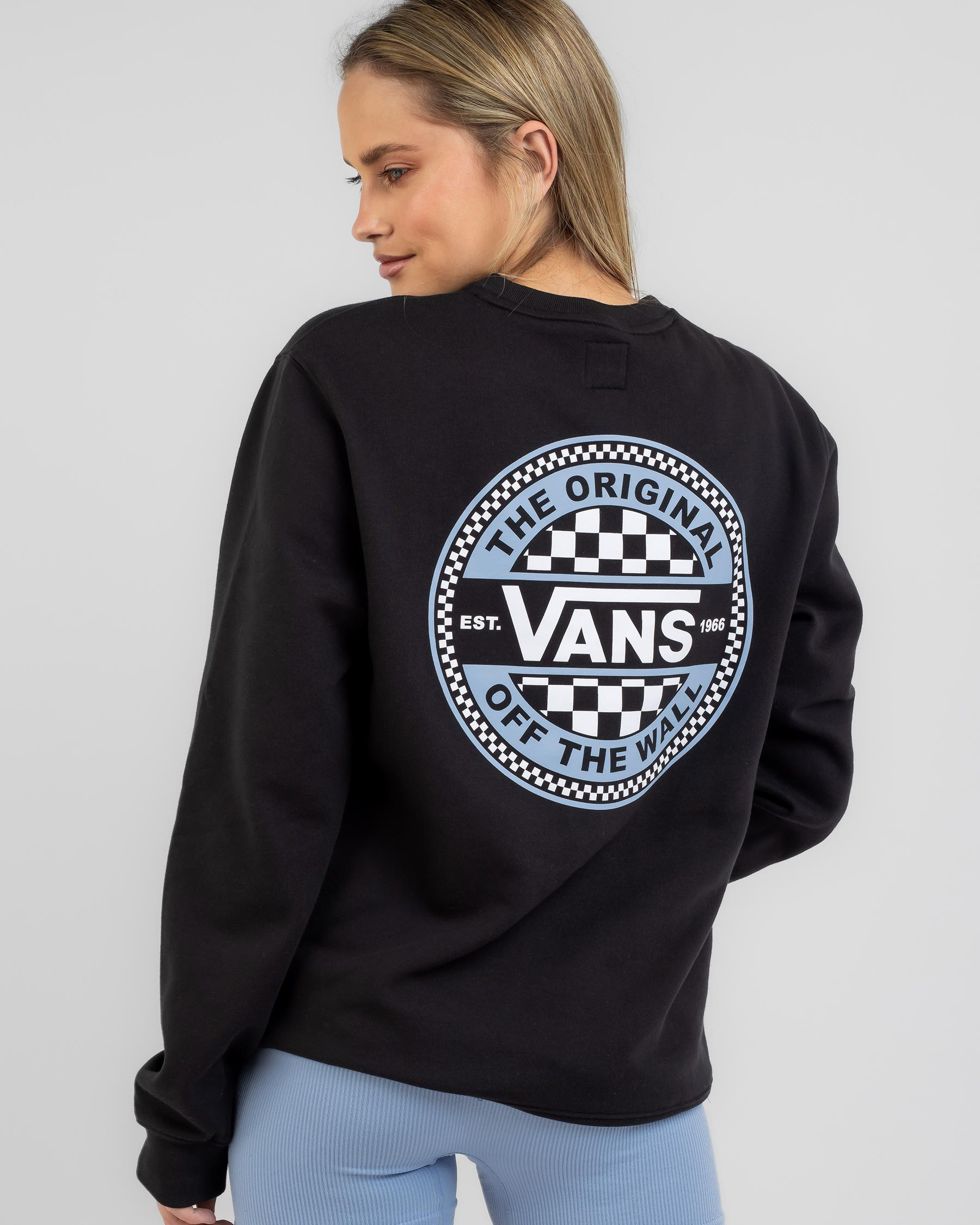 Shop Vans Circled Checker Sweatshirt In Black - Fast Shipping & Easy ...
