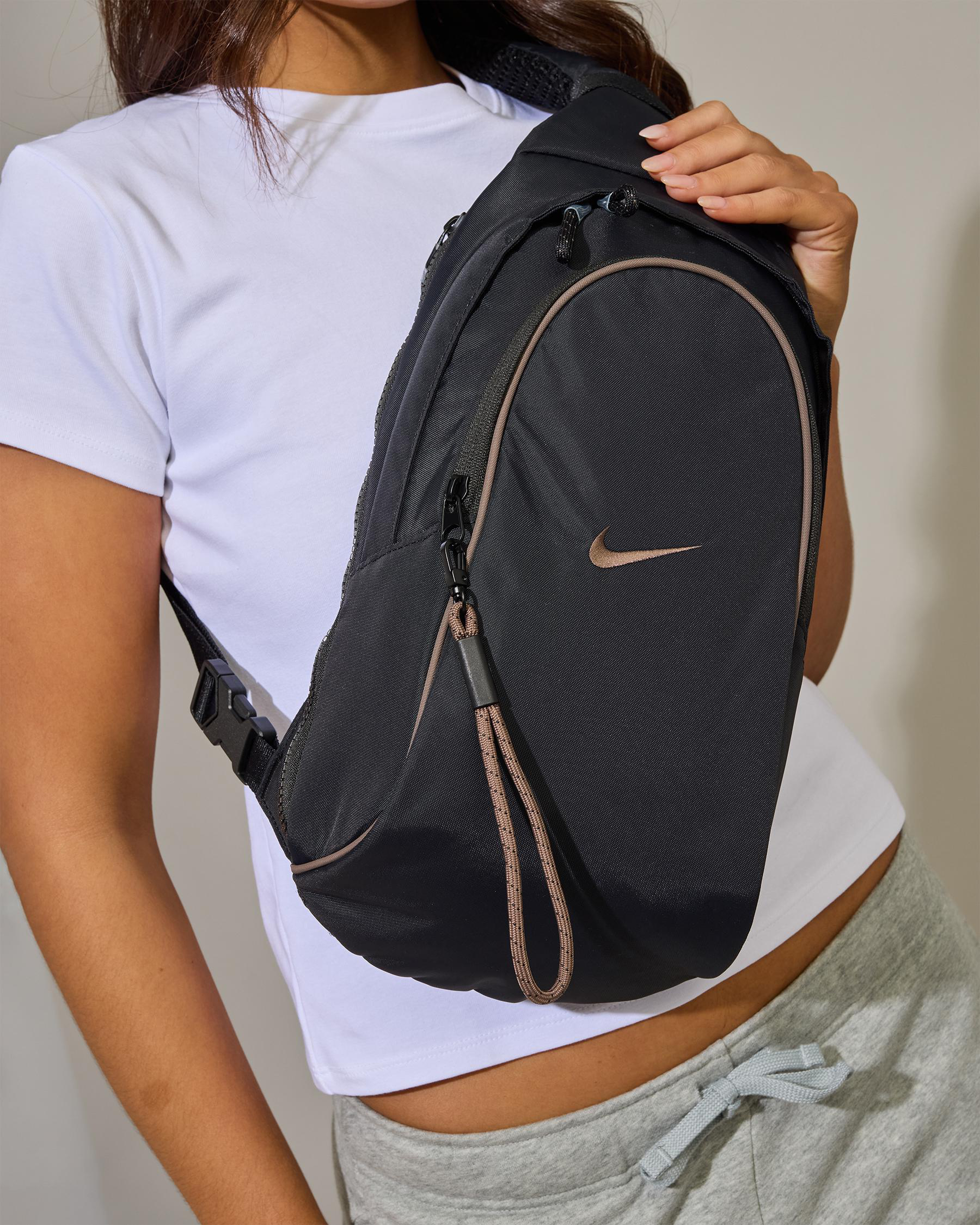 Shop Nike Sportswear Essentials Sling Bag In Black/black/ironstone ...