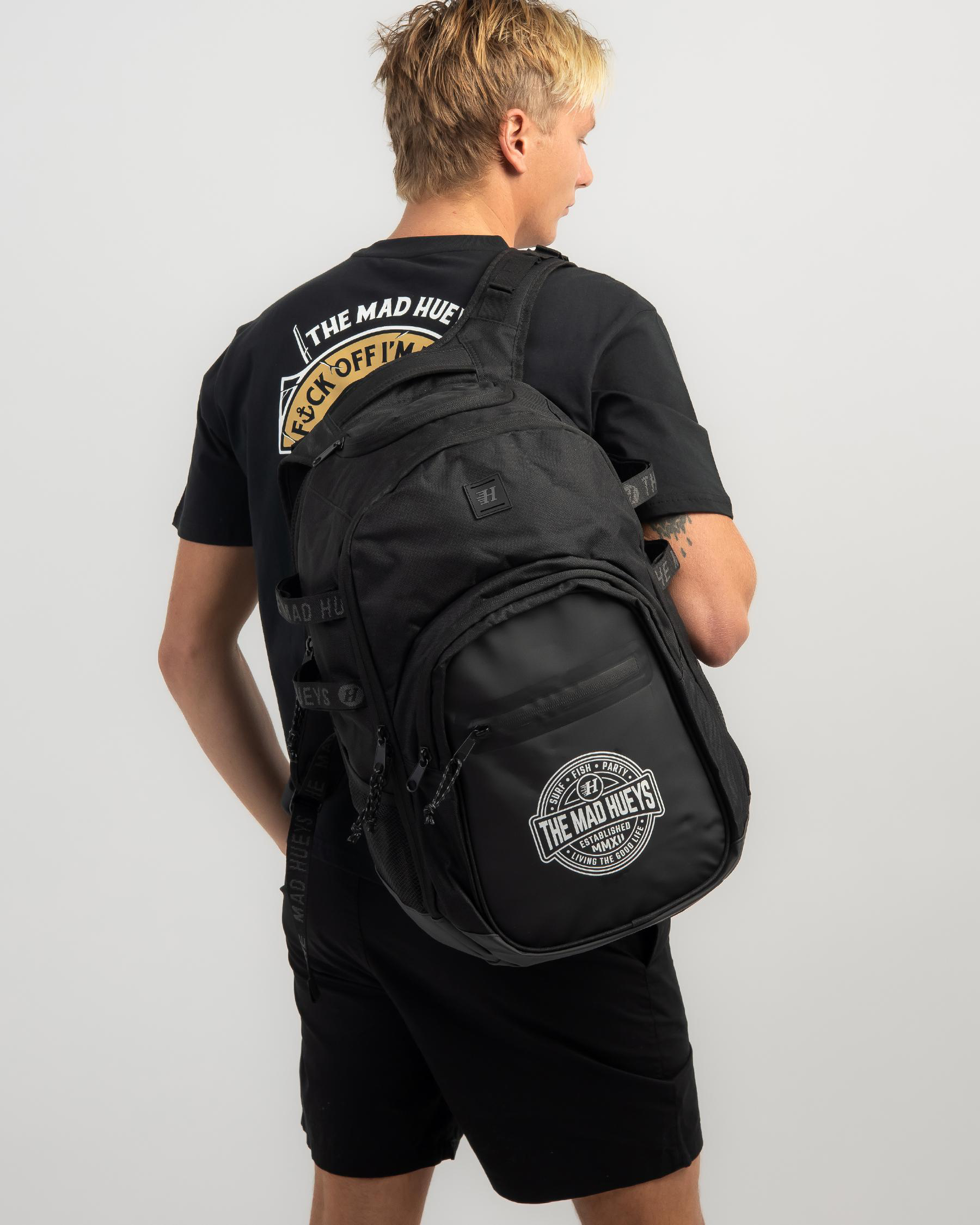 The Mad Hueys Hueys Life Backpack In Black - Fast Shipping & Easy ...