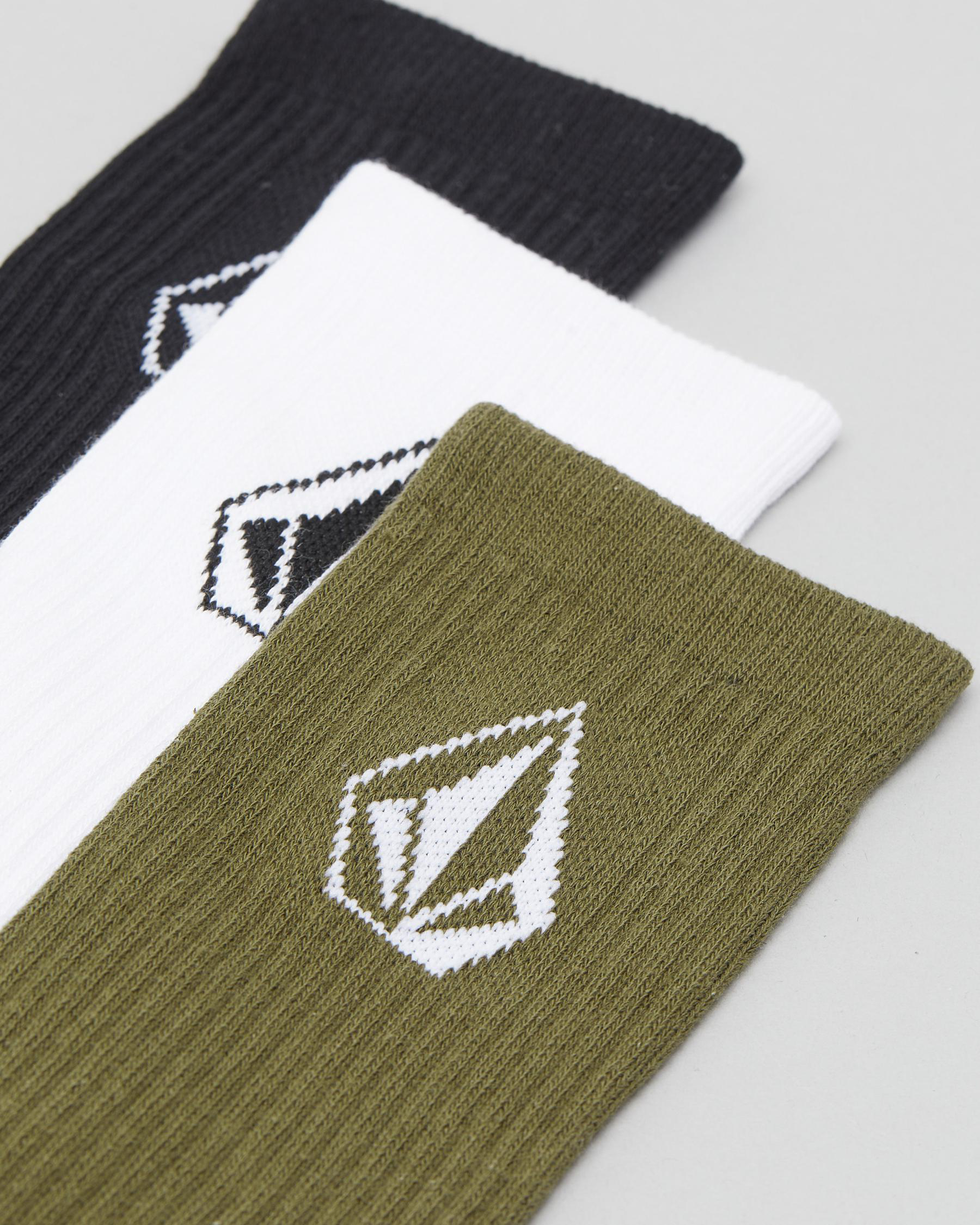 Shop Volcom Full Stone Socks 3 Pack In Military - Fast Shipping & Easy ...