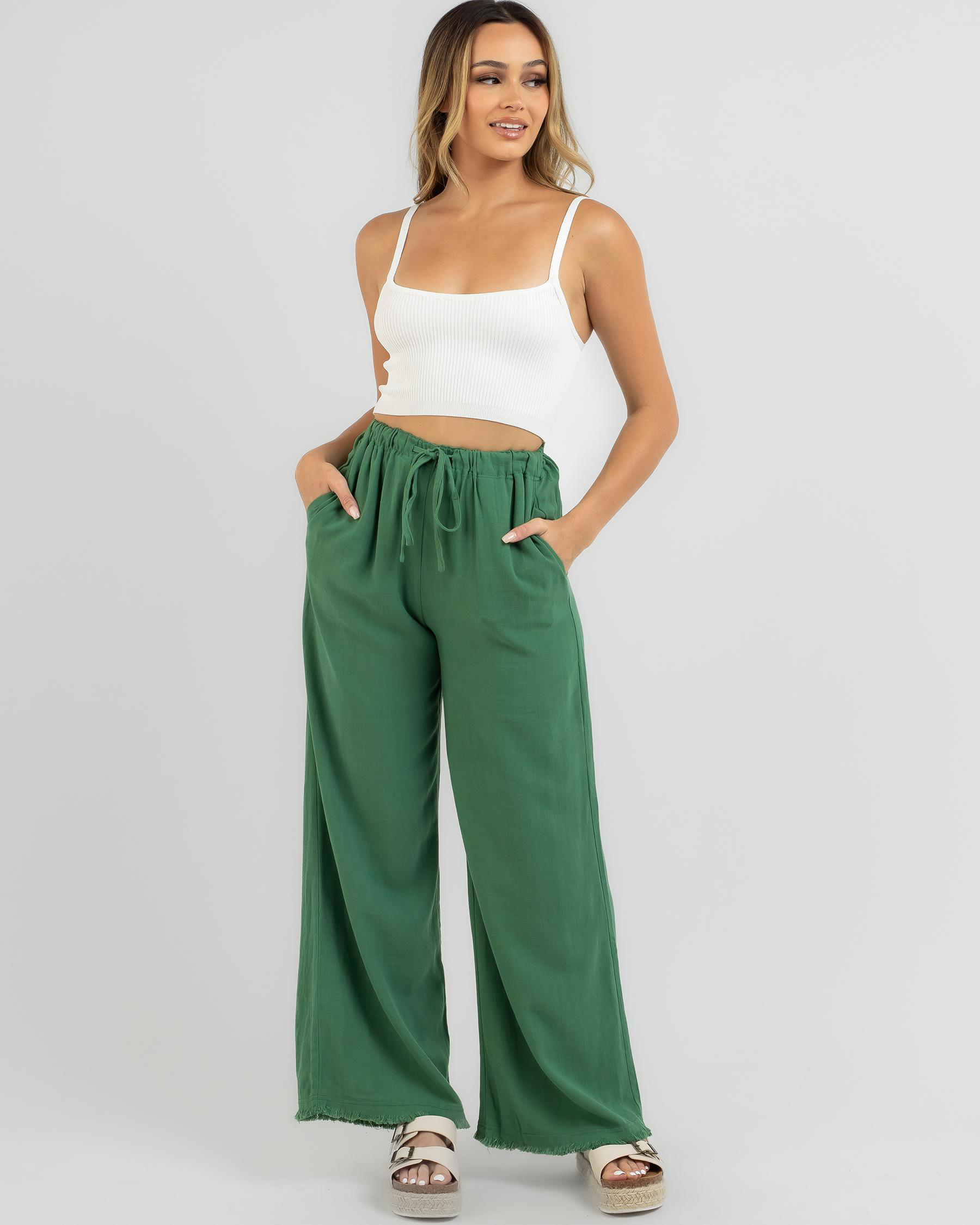 Shop Mooloola Aria Dallis Pants In Hunter Green - Fast Shipping & Easy ...
