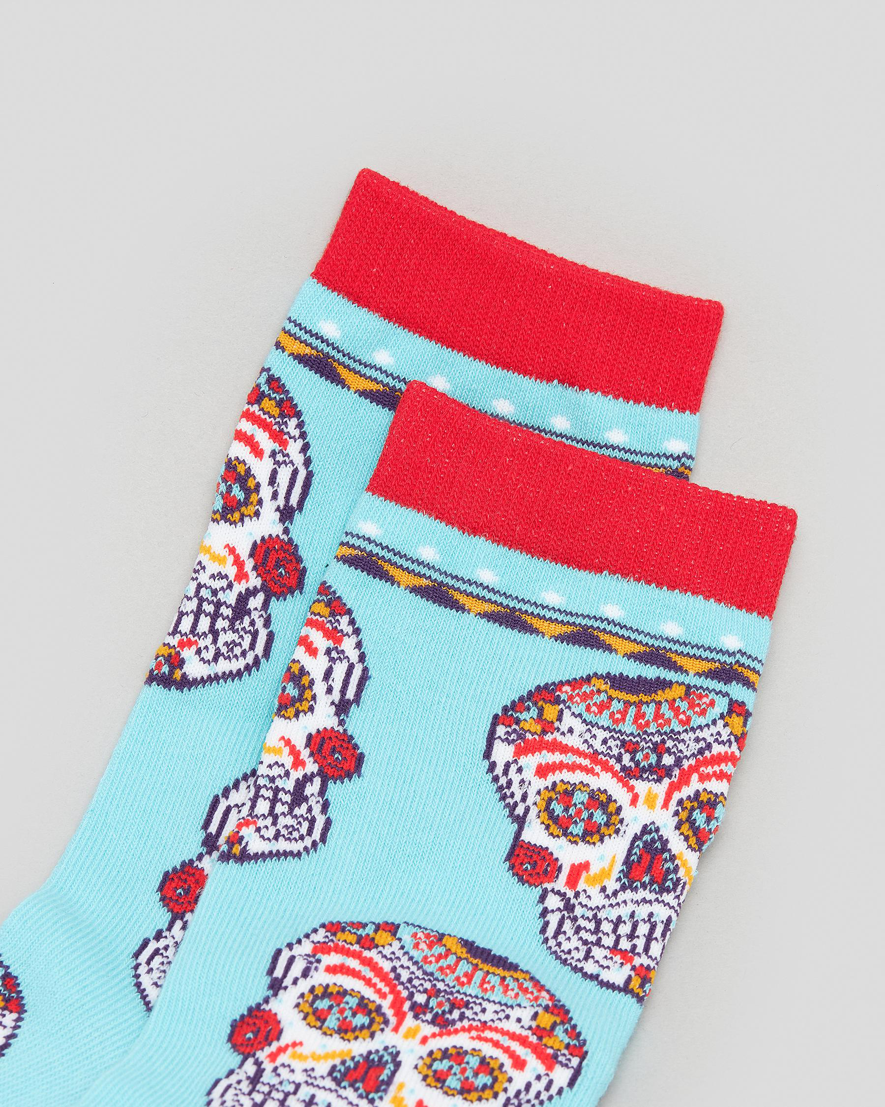Shop Lucid Sugar Skull Crew Socks In Teal - Fast Shipping & Easy Returns - City Beach Australia