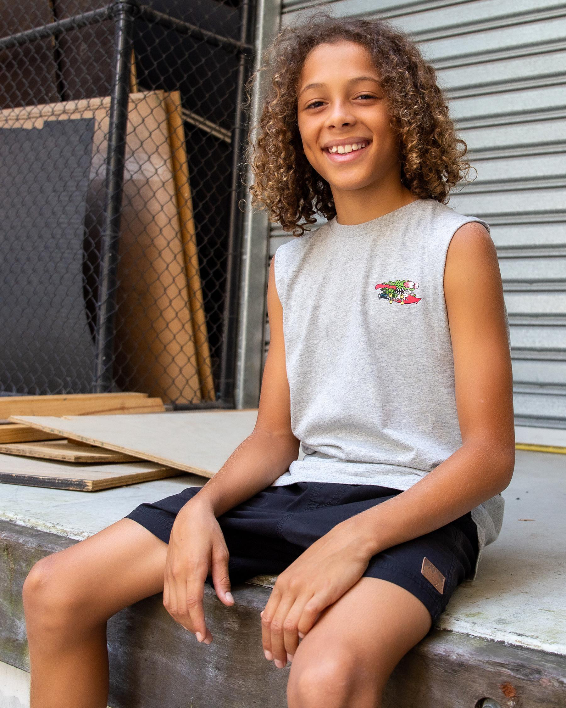 Shop Santa Cruz Boys' Wave Slasher Muscle Tank In Grey Heather - Fast ...