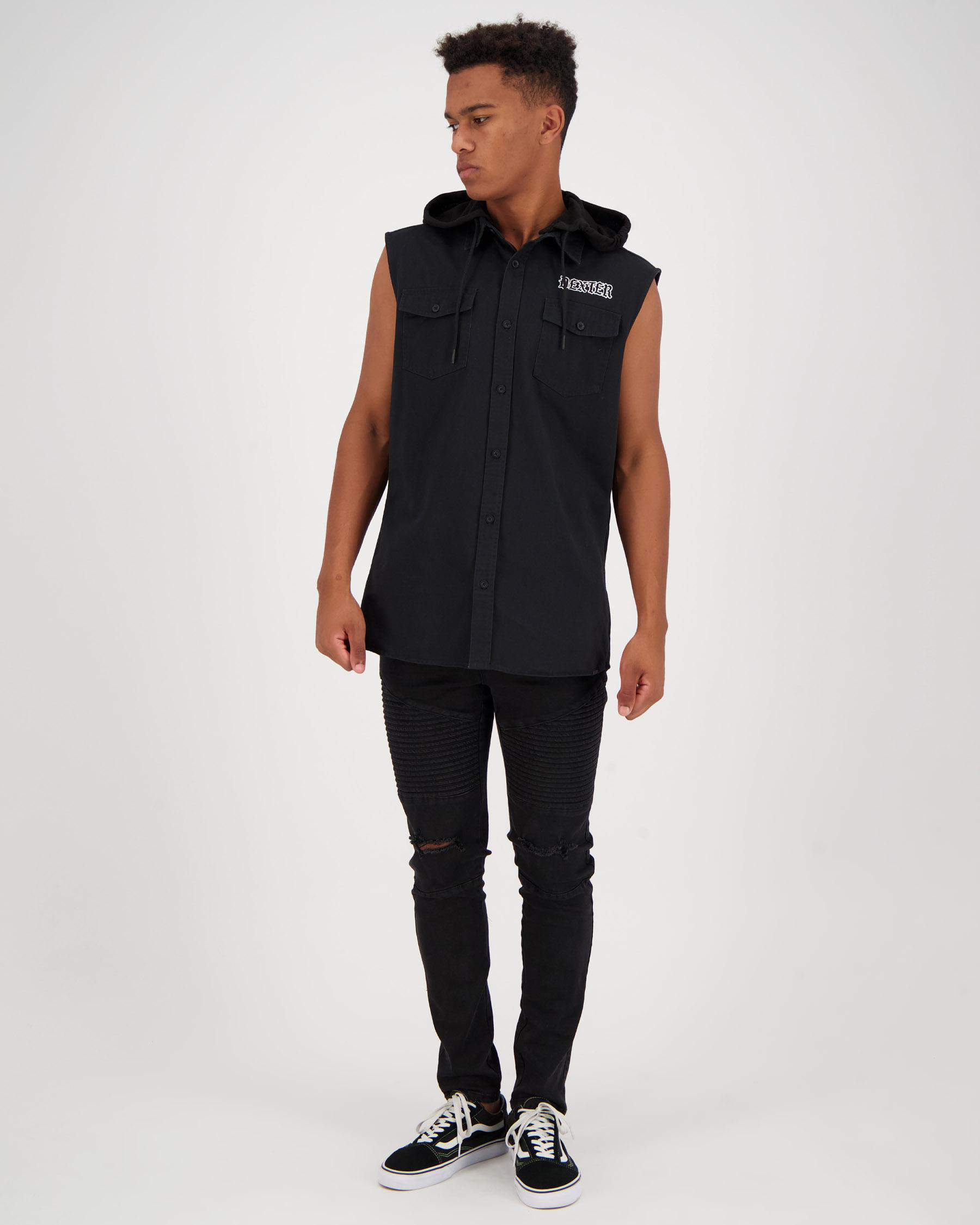 Shop Dexter Fear None Hooded Vest In Black - Fast Shipping & Easy ...