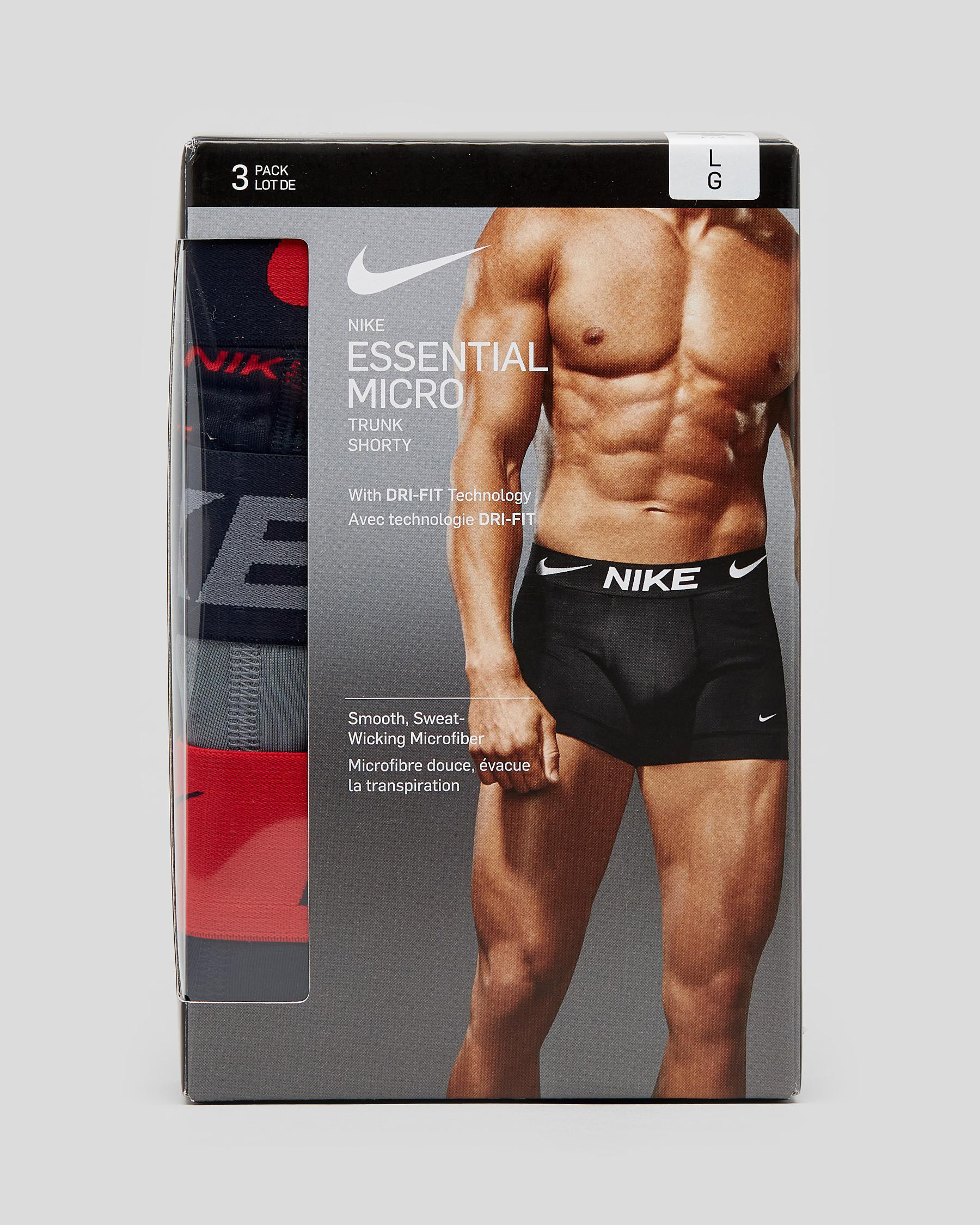 Shop Nike Essential micro Trunk 3 Pack In Red Logo Print - Fast ...