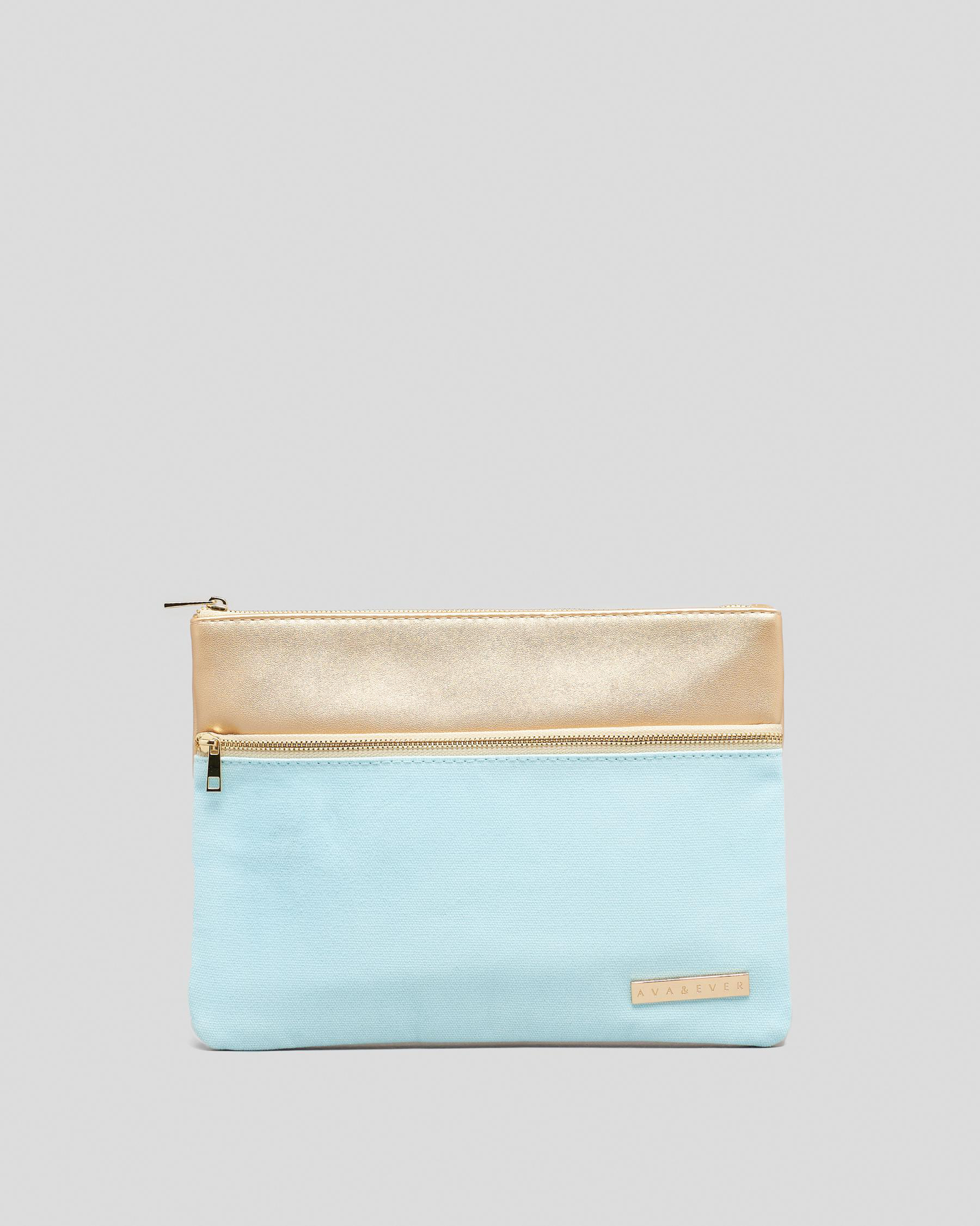 Shop Ava And Ever May Pencil Case In Light Blue/brass Gold - Fast ...
