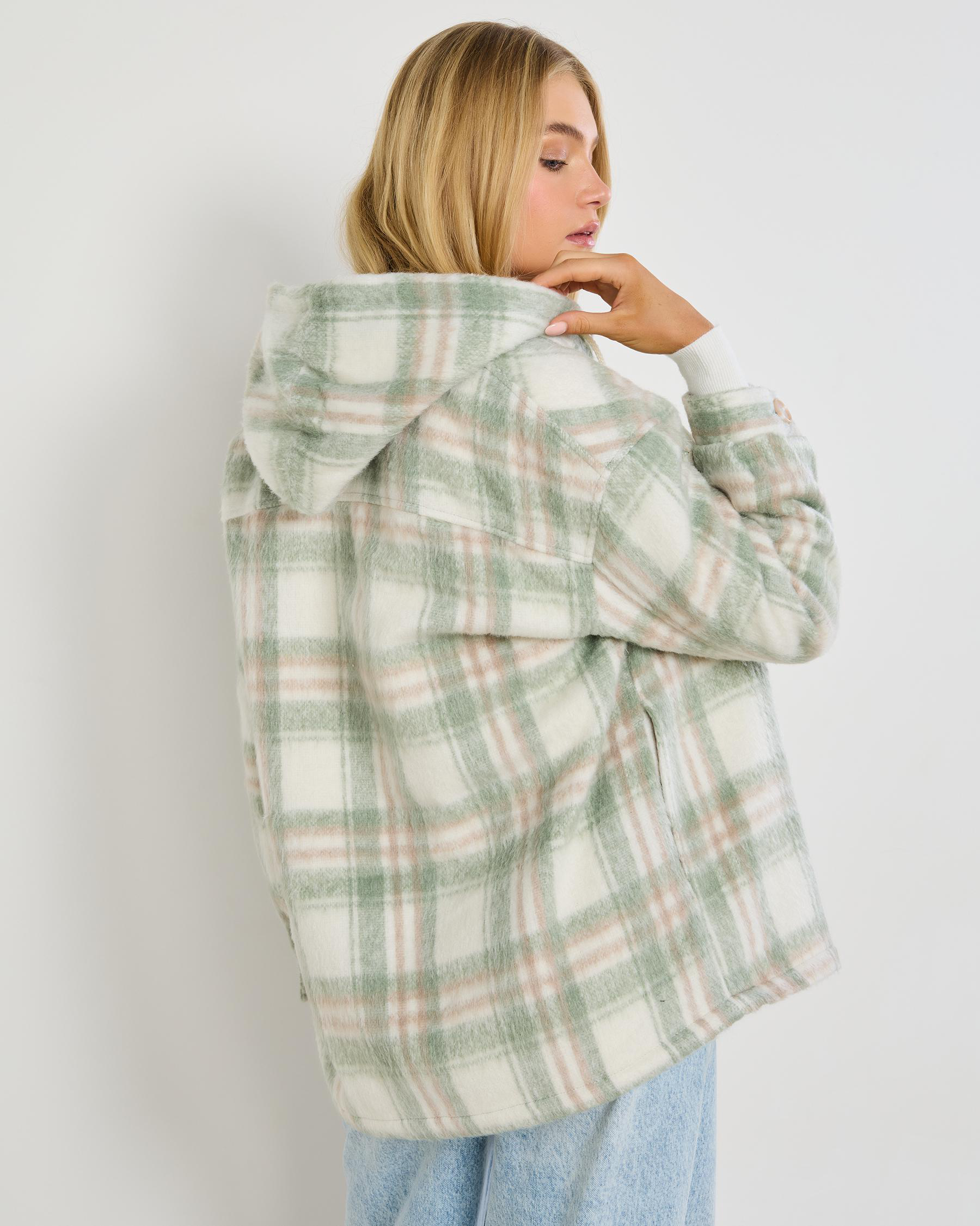 Mooloola Flynn Hooded Shacket In Cream/sage | City Beach United States