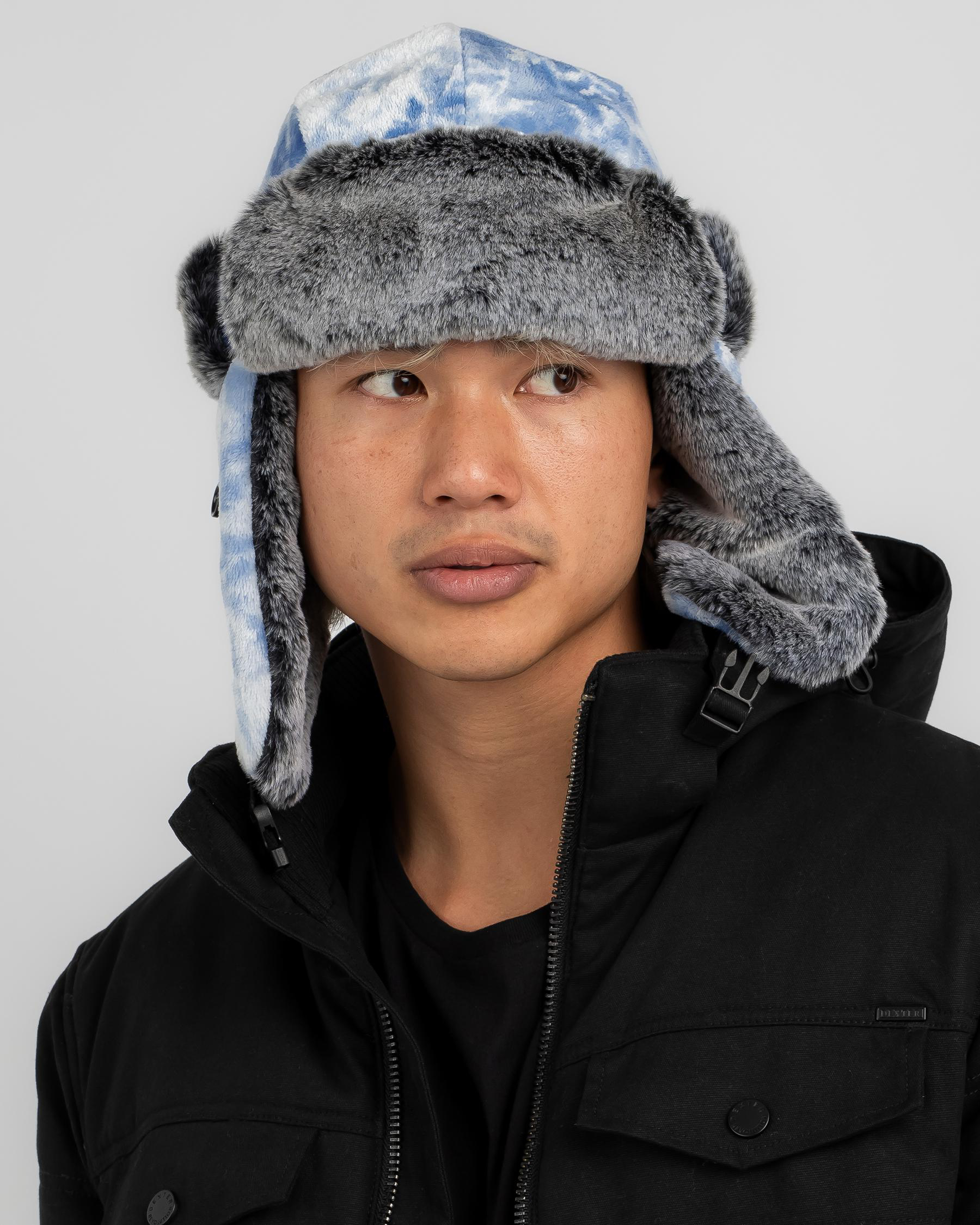 Shop Miscellaneous Mottle Trapper Hat In Blue Tie Dye - Fast Shipping ...