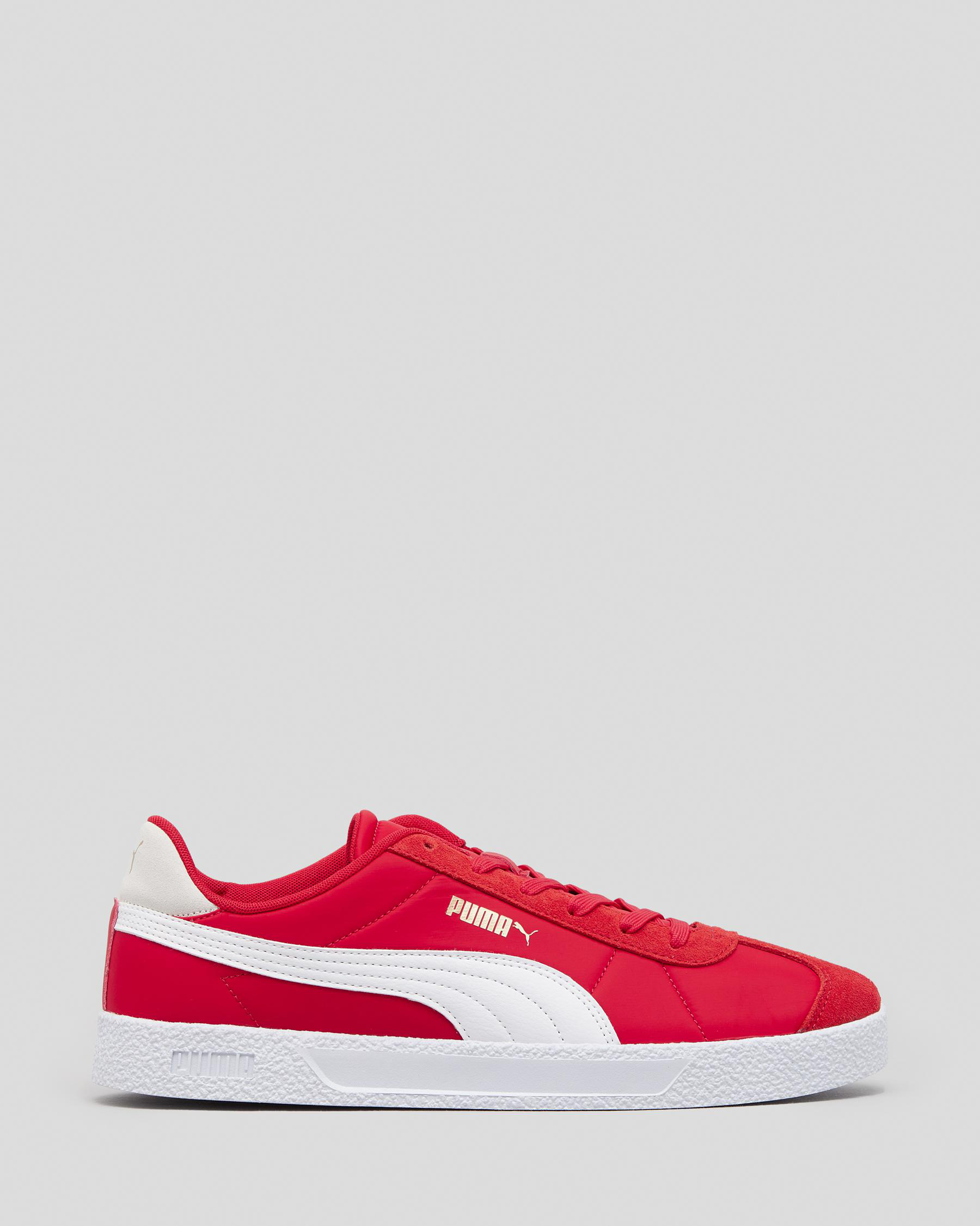 Shop Puma Club Nylon Shoes In High Risk Red-puma White-puma - Fast ...