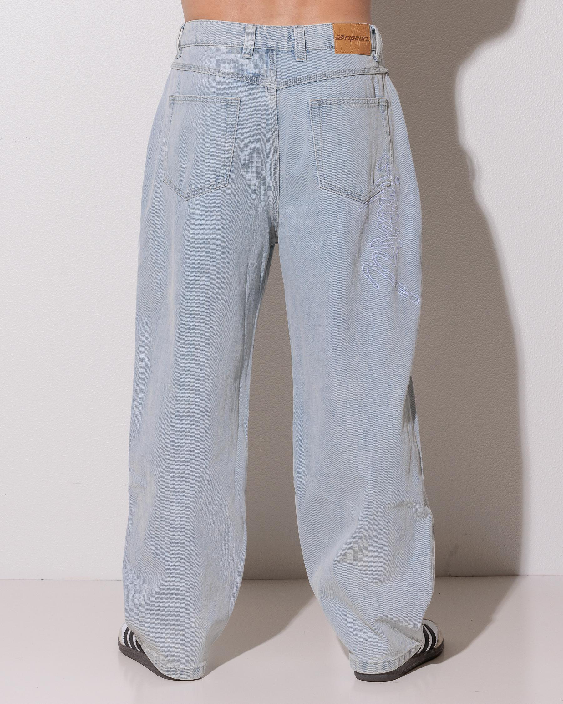 Rip Curl Medina Rip Script Denim Jeans In Bleached Blue - FREE ...
