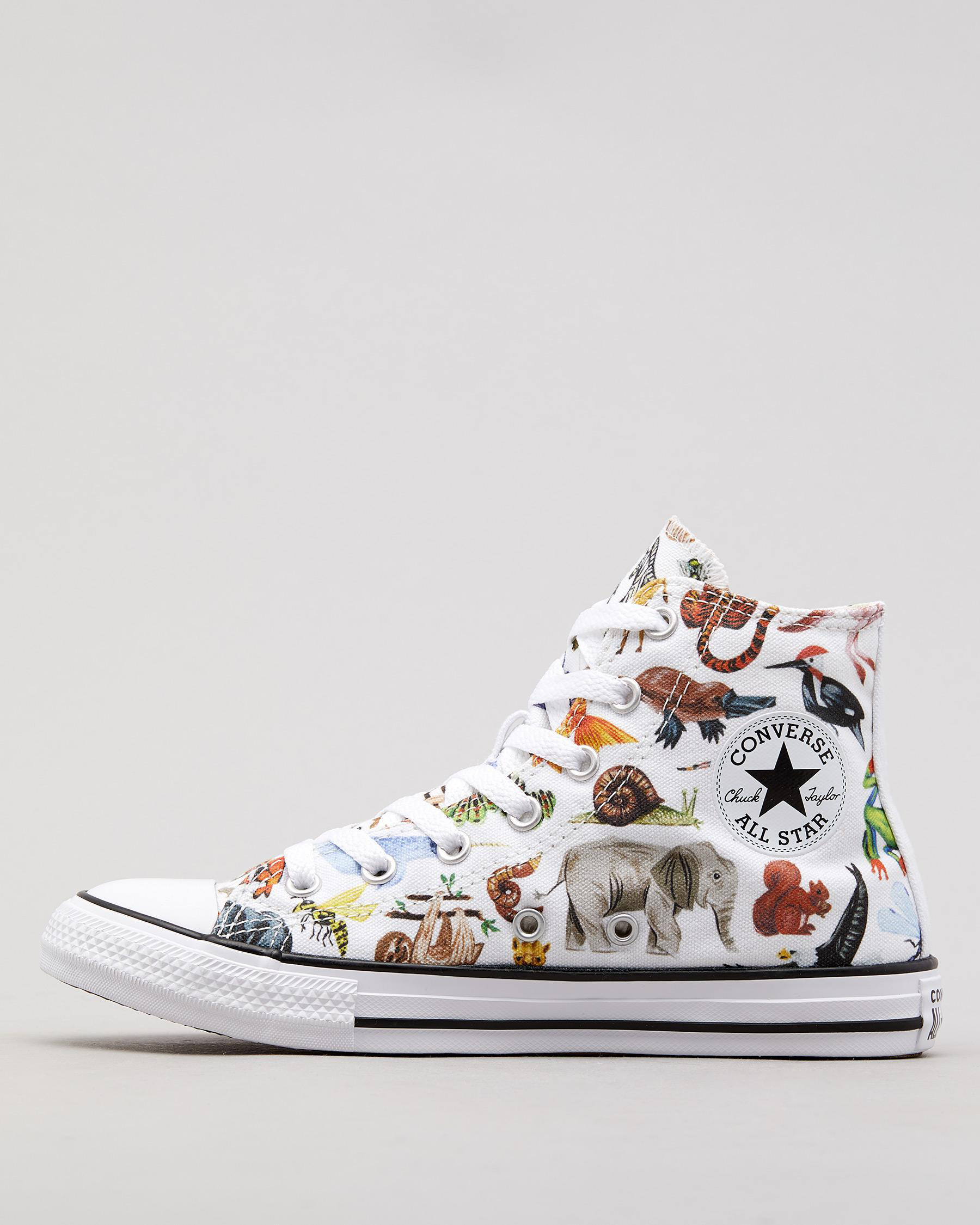 Shop Converse Junior Boys' CTAS Hi Animal Shoes In White/black/white ...
