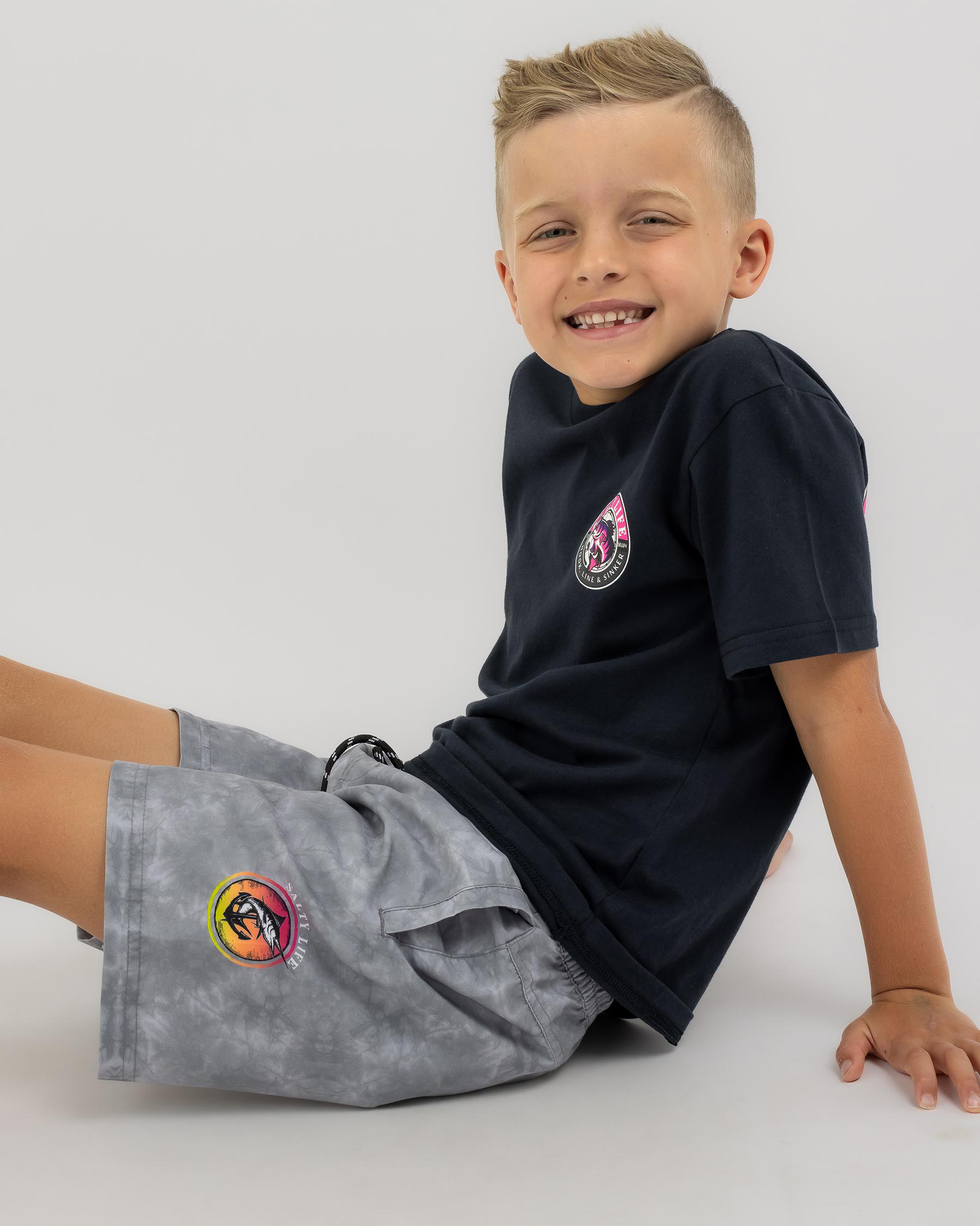 Shop Salty Life Toddlers' Abstracting Mully Shorts In Light Grey Mottle ...