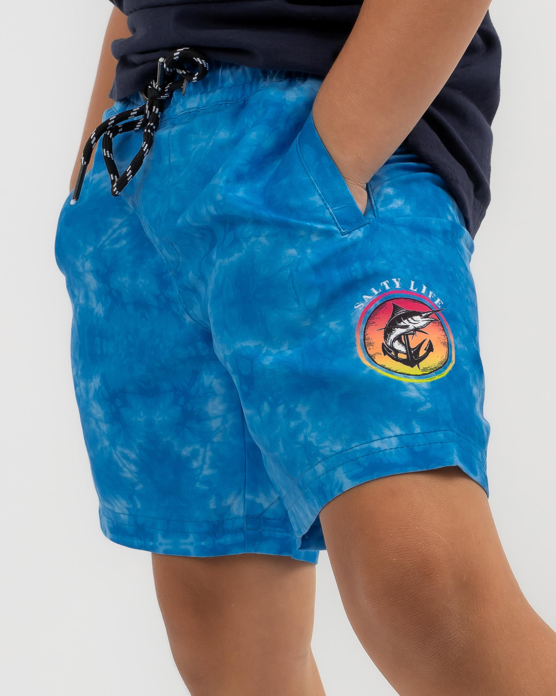 Shop Salty Life Toddlers' Abstracting Mully Shorts In Light Blue Mottle ...