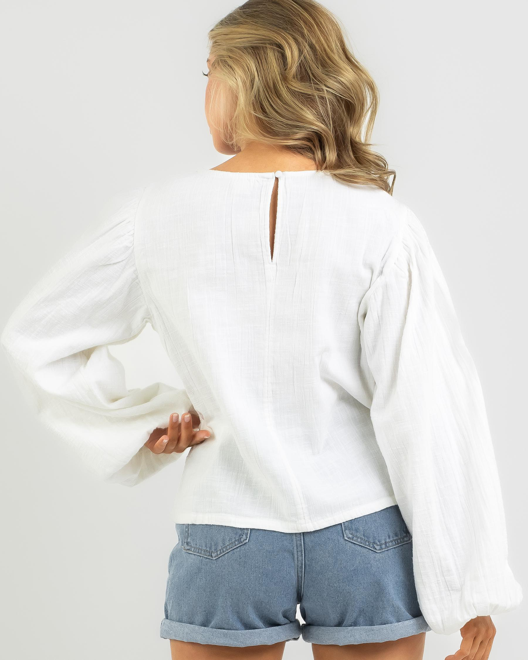Shop Billabong Wishes Long Sleeve Top In White - Fast Shipping & Easy ...