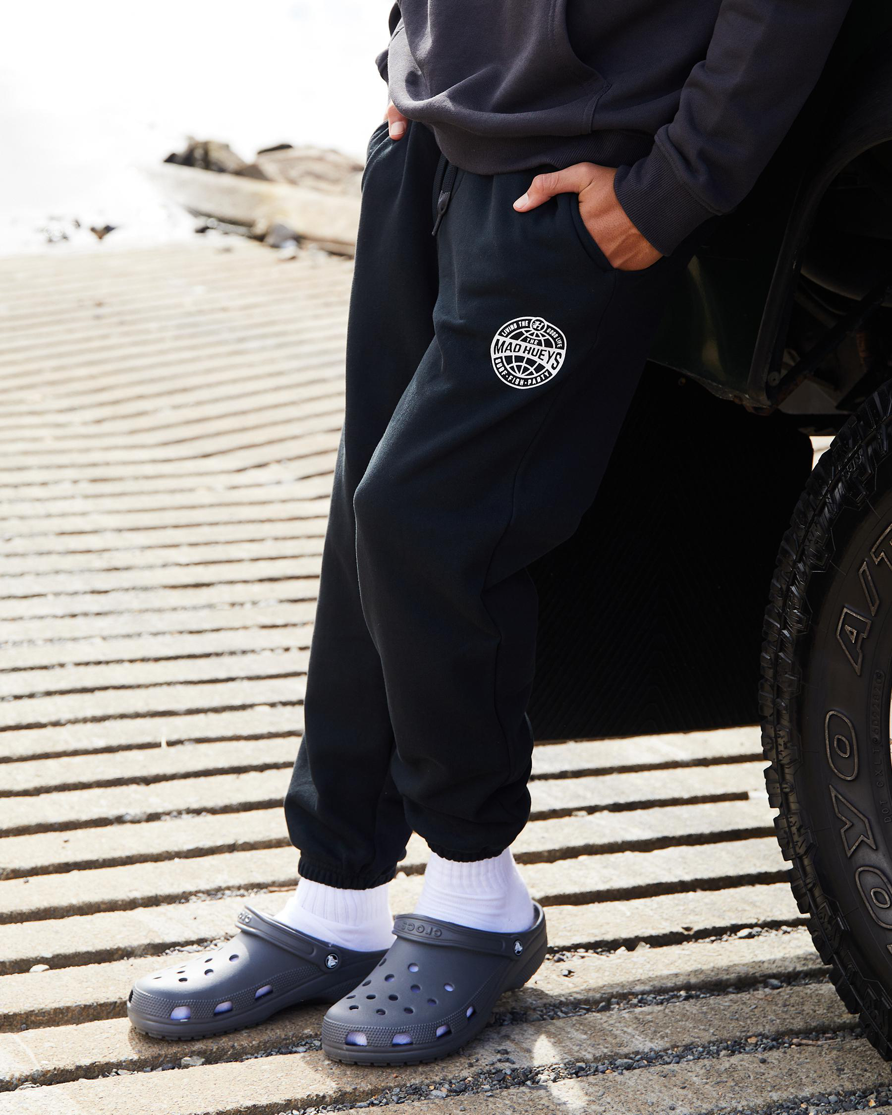 The Mad Hueys Hueys Global Track Pants In Black | City Beach Australia