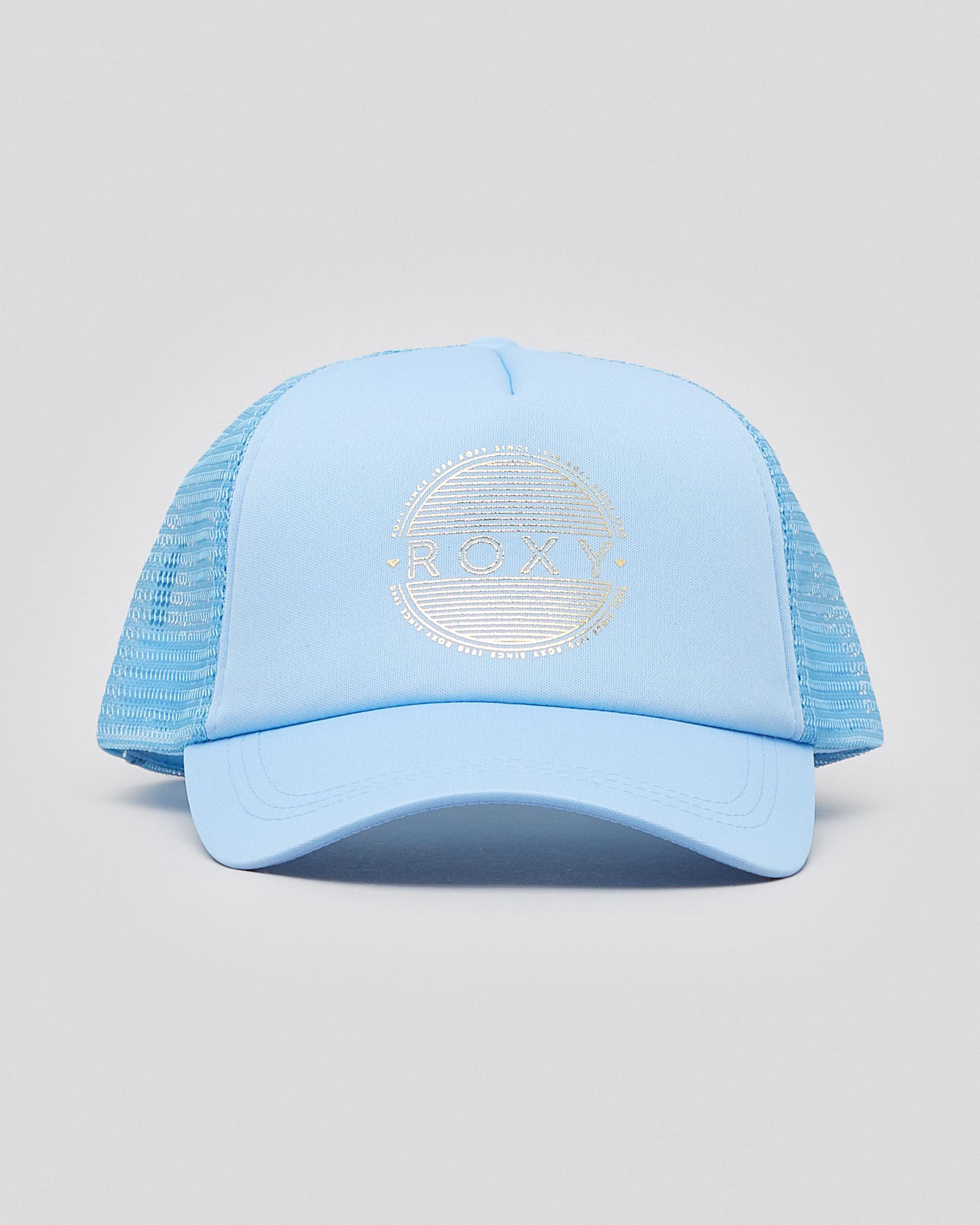 Shop Roxy Brennan Trucker Cap In Placid Blue - Fast Shipping & Easy ...
