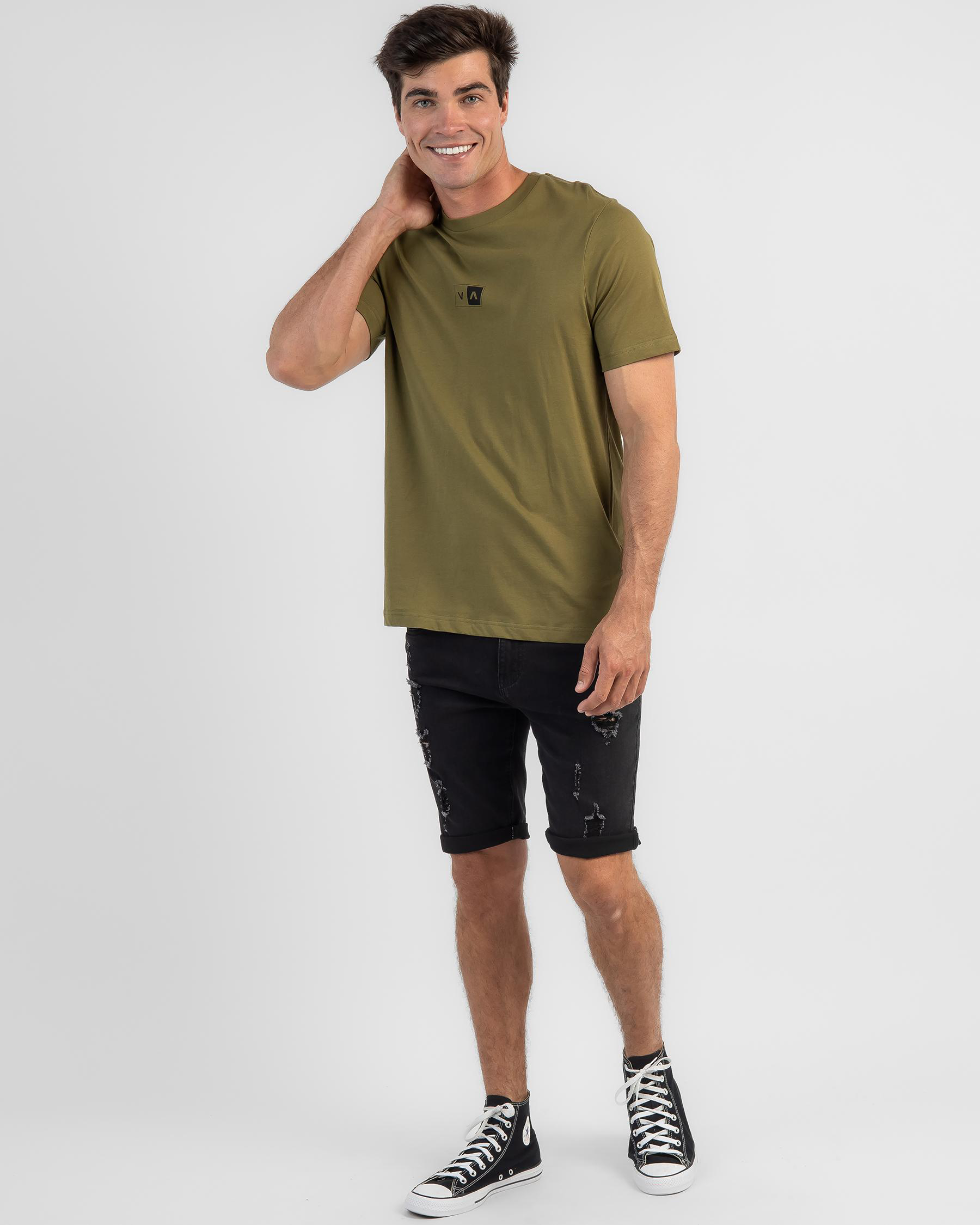 Shop RVCA Upside T-Shirt In Combat - Fast Shipping & Easy Returns ...