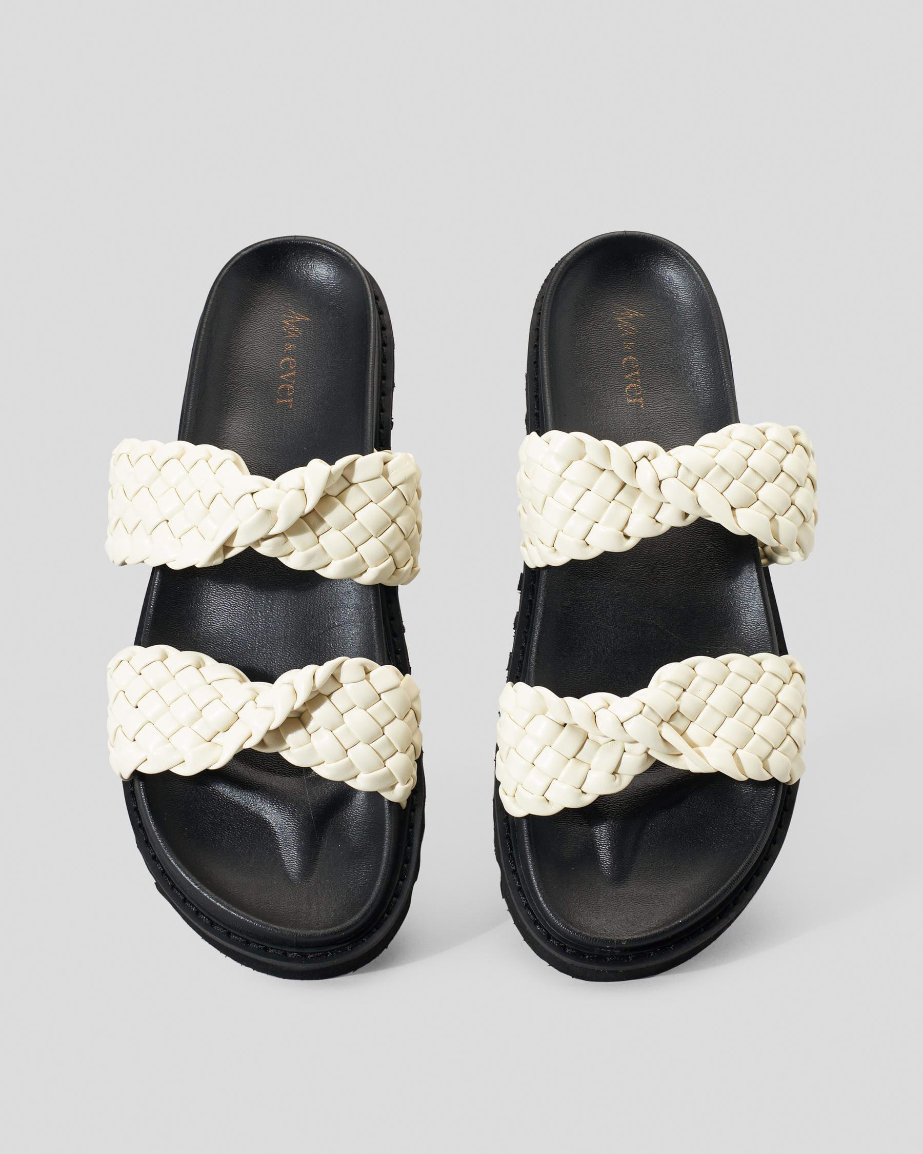 Shop Ava And Ever Monte Carlo Slide Sandals In Alabaster/black - Fast ...