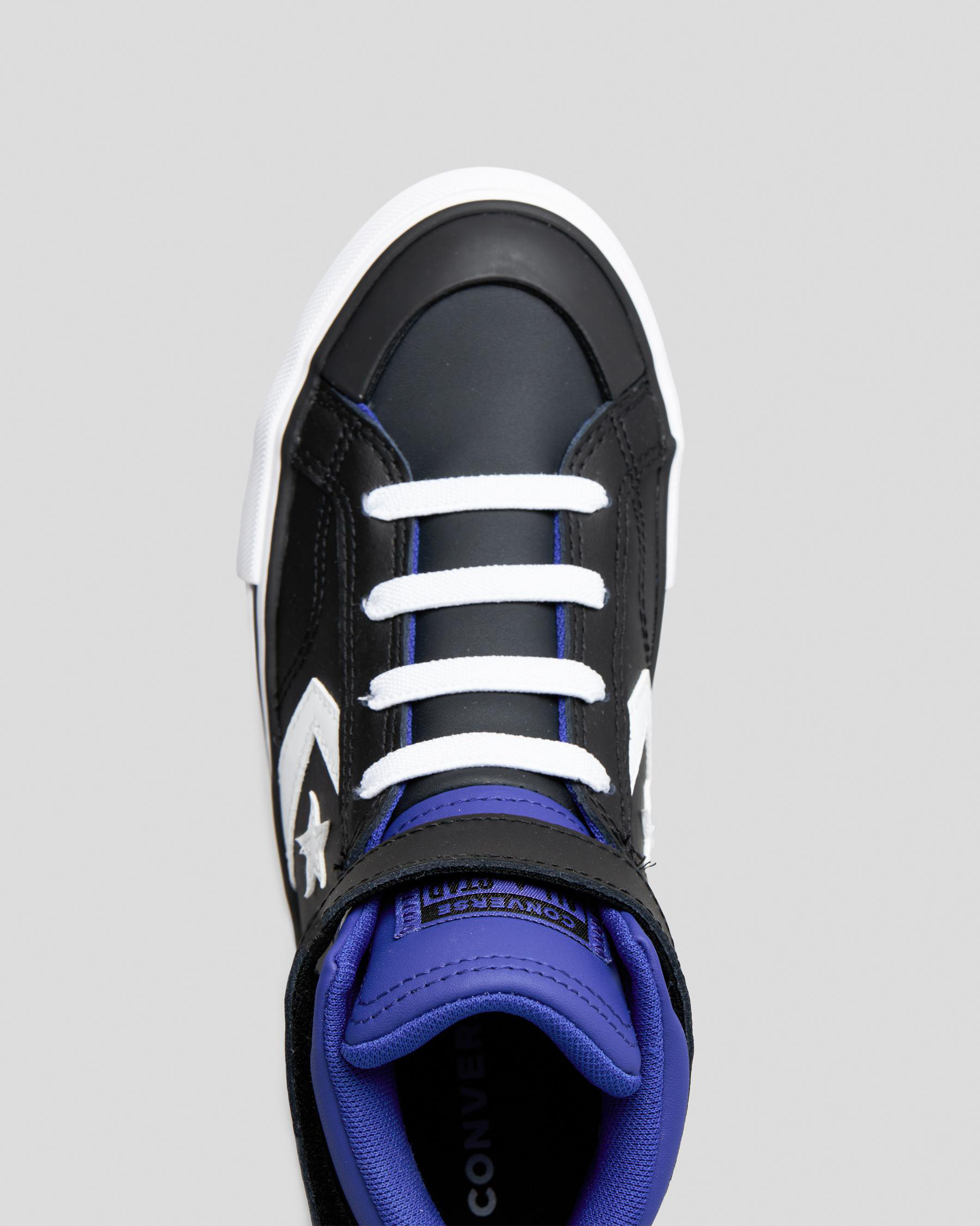 Shop Converse Junior Boys' Pro Blaze Strap Hi-Top Shoes In Black/blue ...
