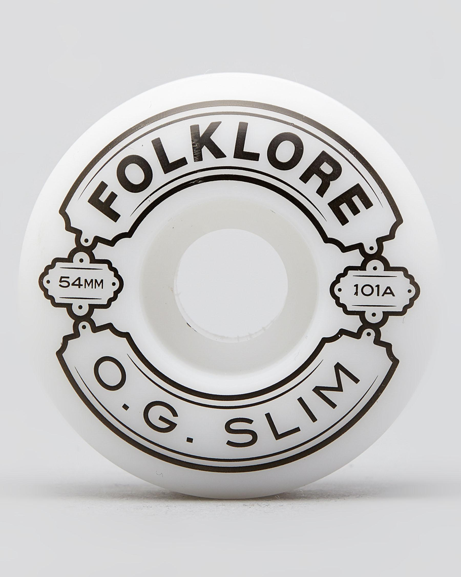 Folklore OG Slim 54mm Skateboard Wheels In White - FREE* Shipping ...