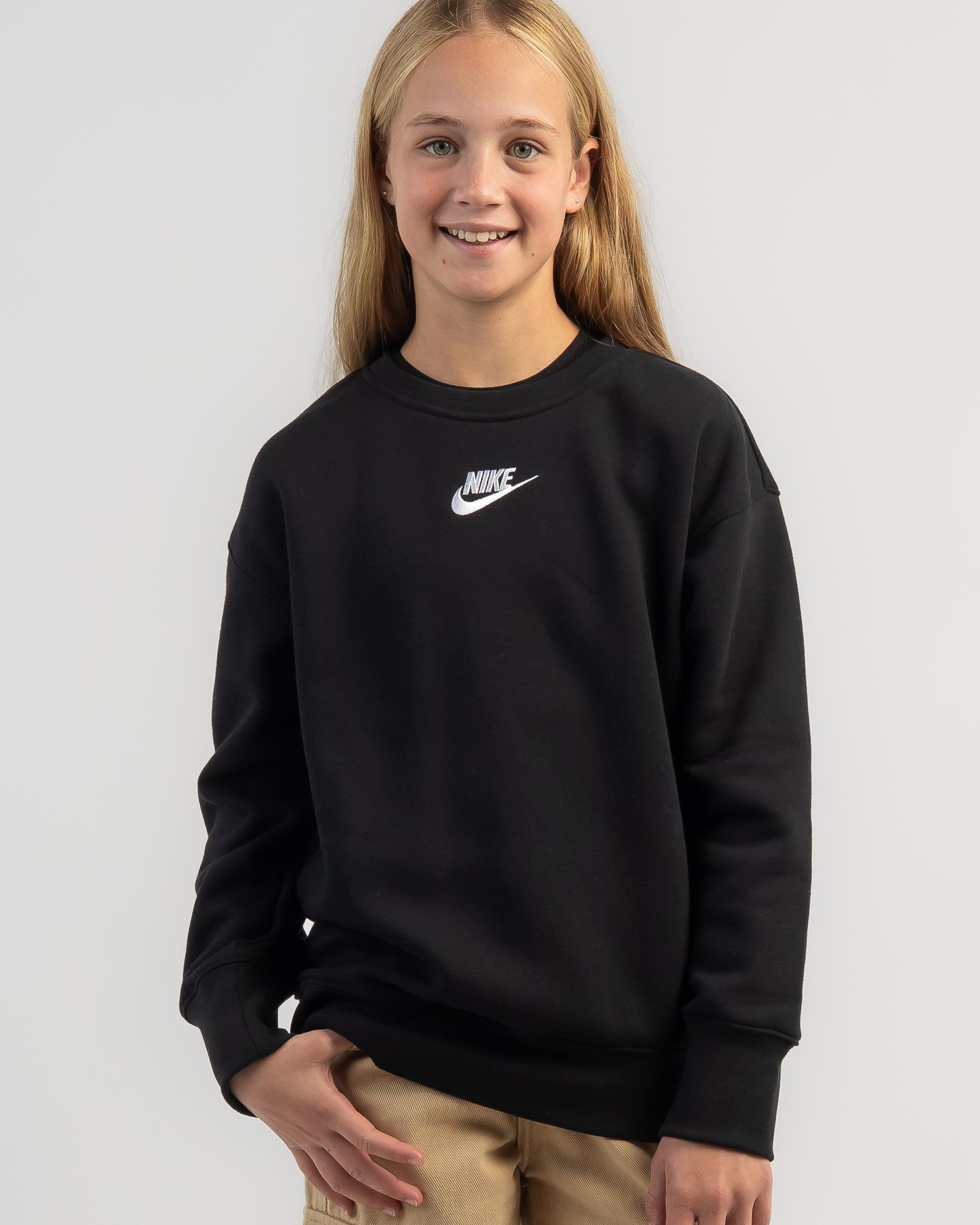 Shop Nike Girls' Sportswear BF Sweatshirt In Black/white - Fast ...