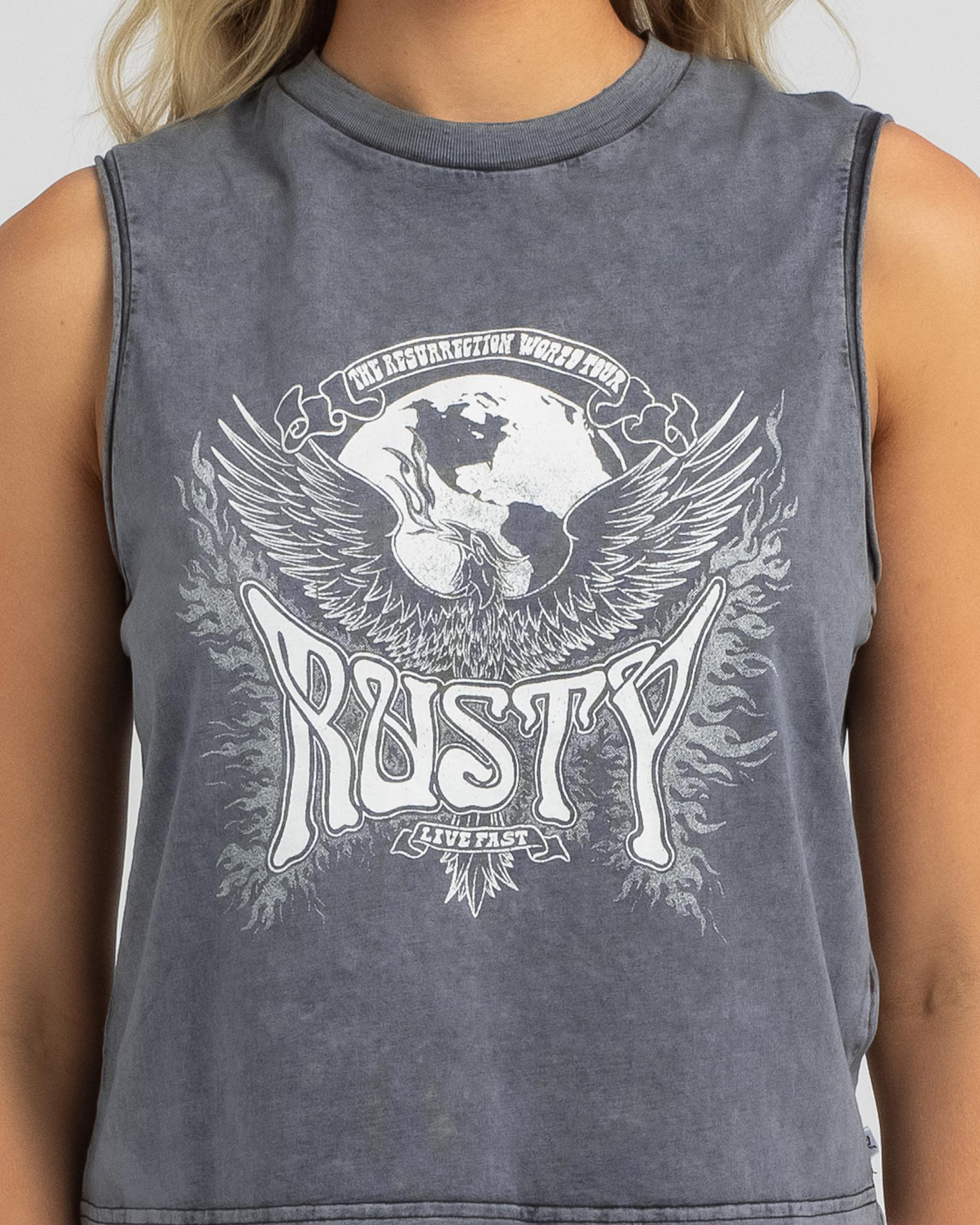Shop Rusty Resurrection World Tour Tank Top In Black - Fast Shipping ...