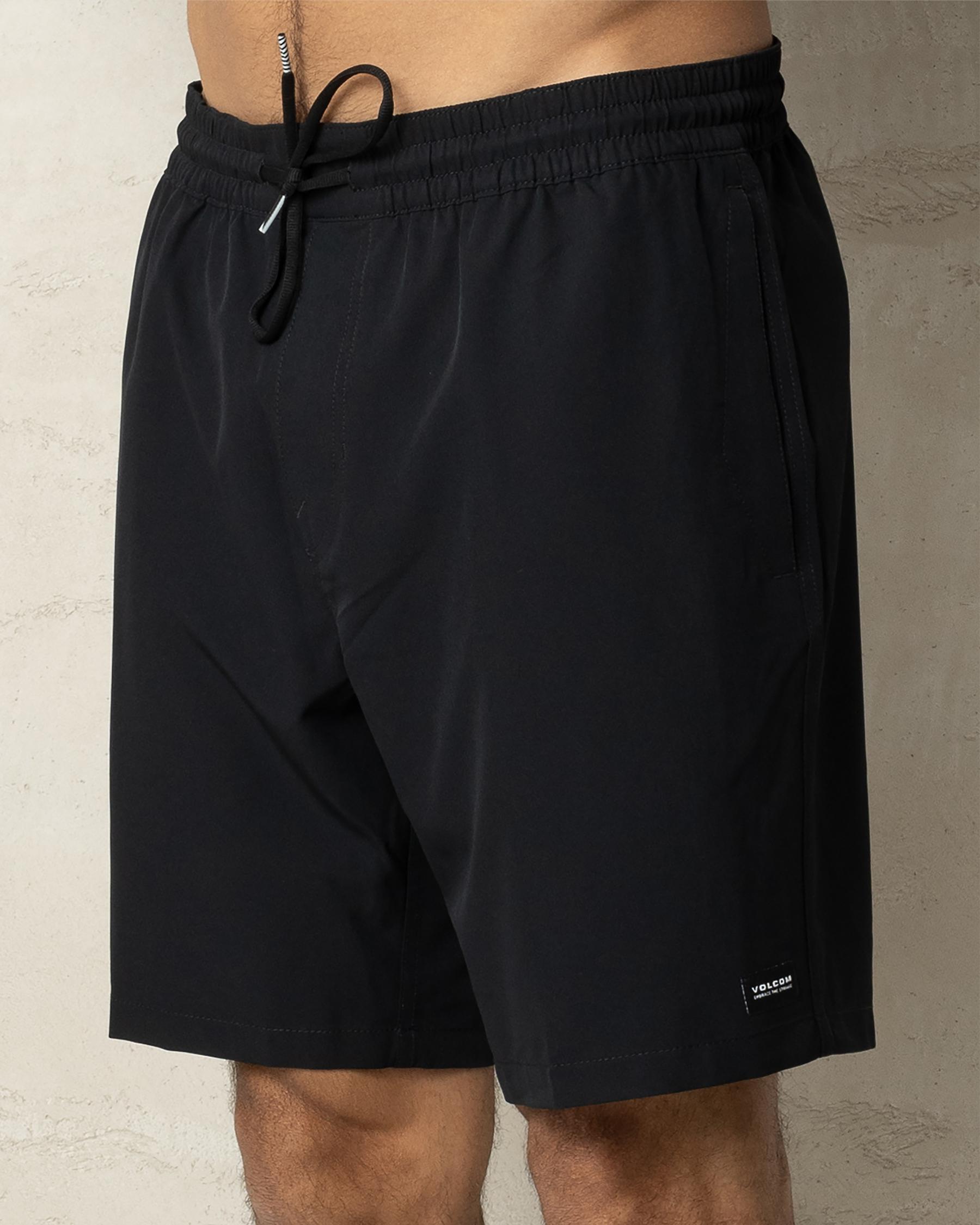 Shop Volcom Stones Hybrid Elastic Waist Shorts In Black - Fast Shipping ...