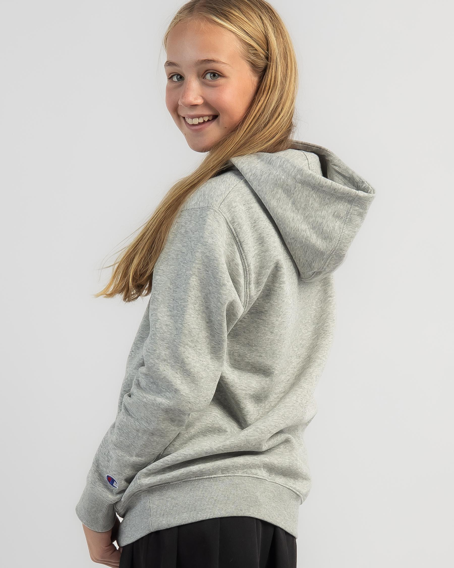 Shop Champion Girls' Sporty Hoodie In Oxford Heather - Fast Shipping ...