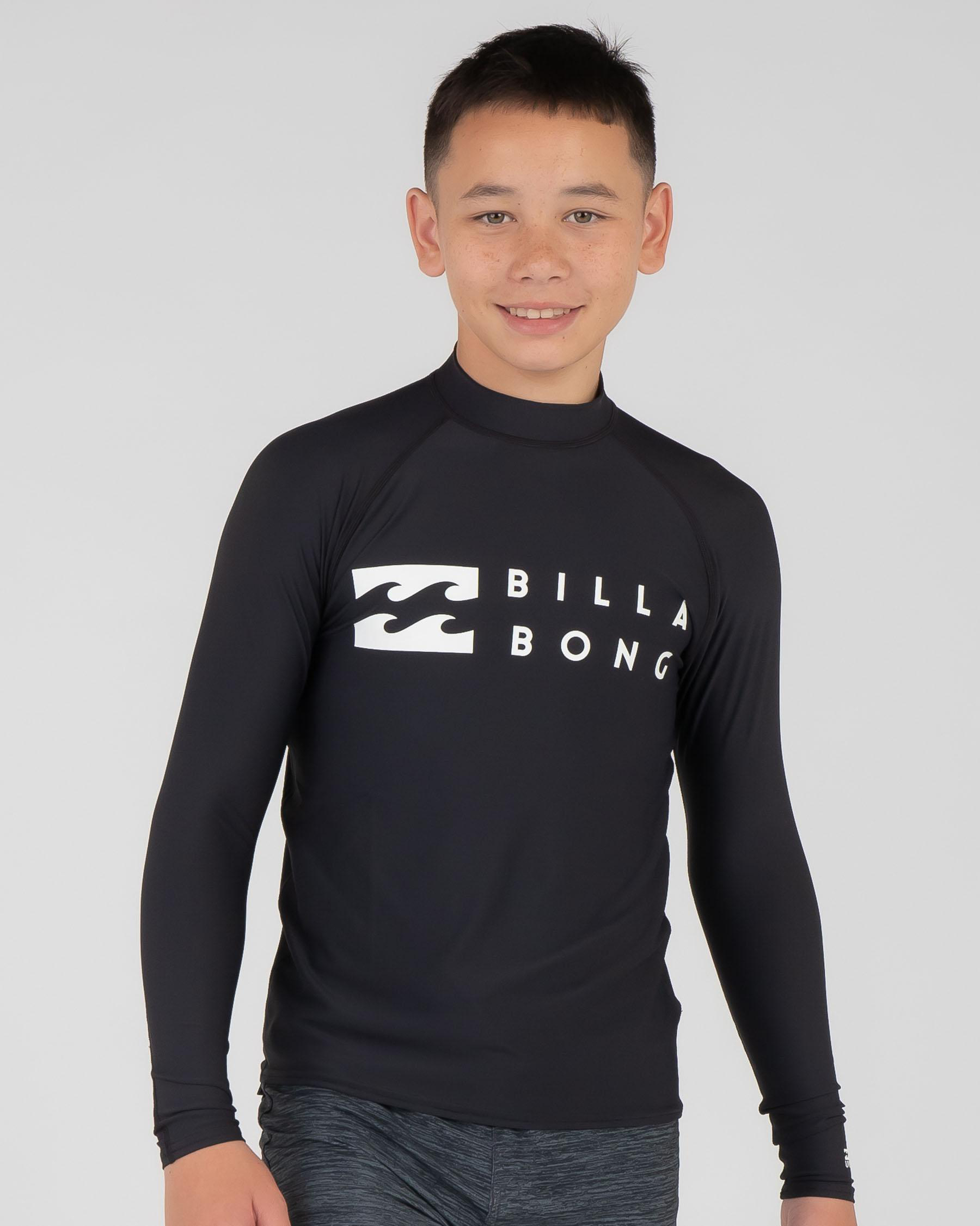 Shop Billabong Boys' Union Relaxed Fit Long Sleeve Rash Vest In Black ...