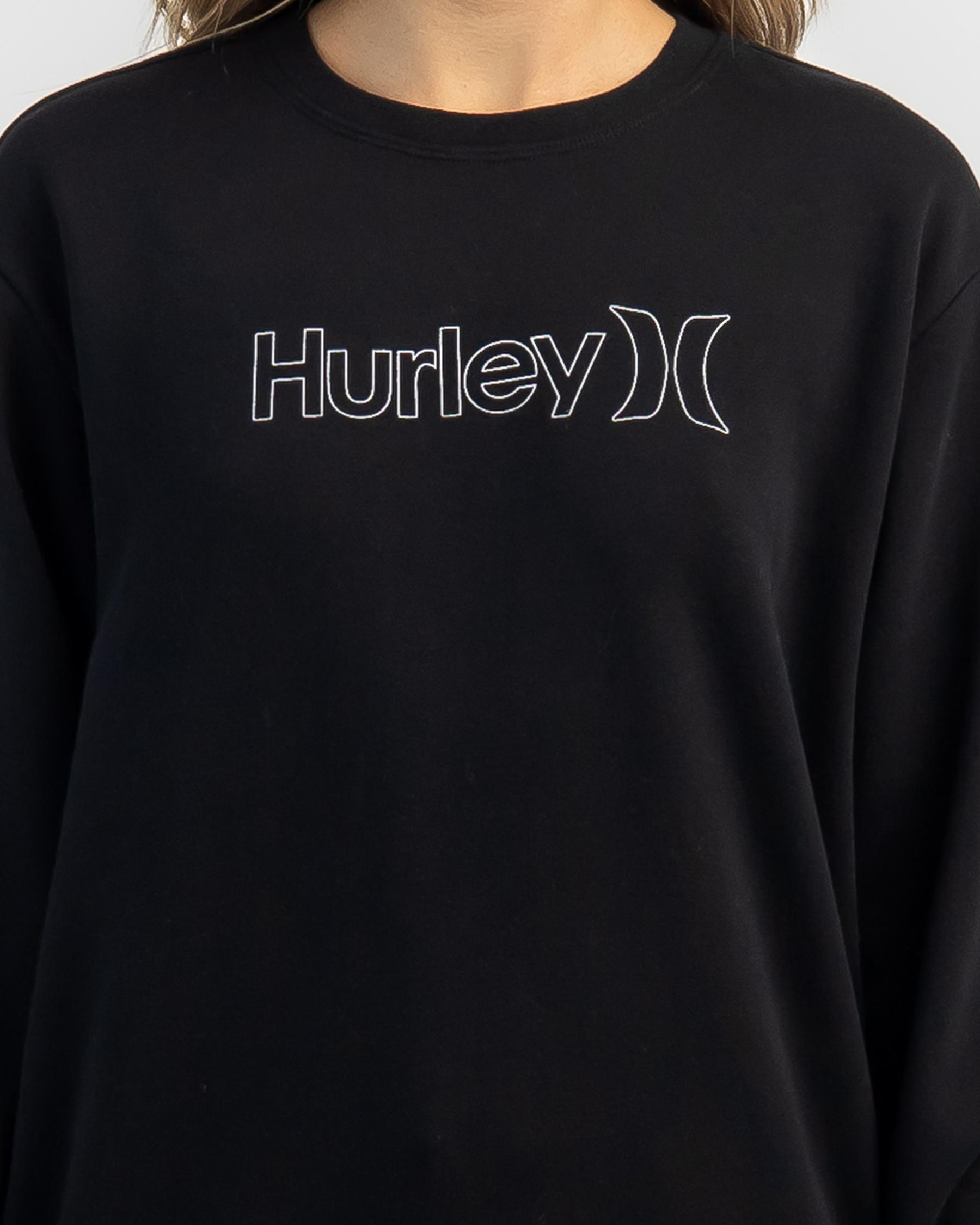 Shop Hurley One & Only Outline Crewneck Sweatshirt In 010 Black - Fast ...
