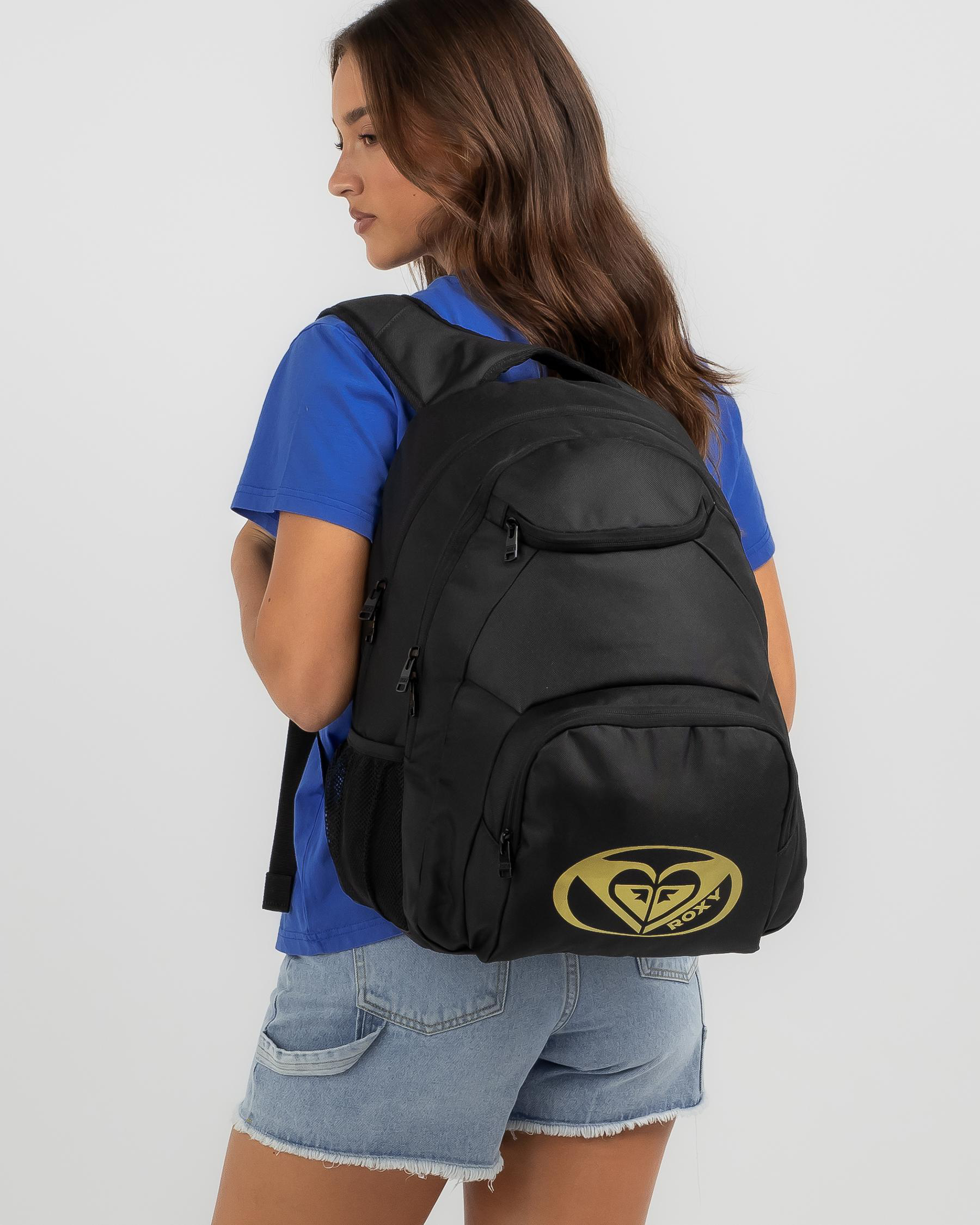 Shop Roxy Shadow Swell Logo Backpack In Anthracite - Fast Shipping ...