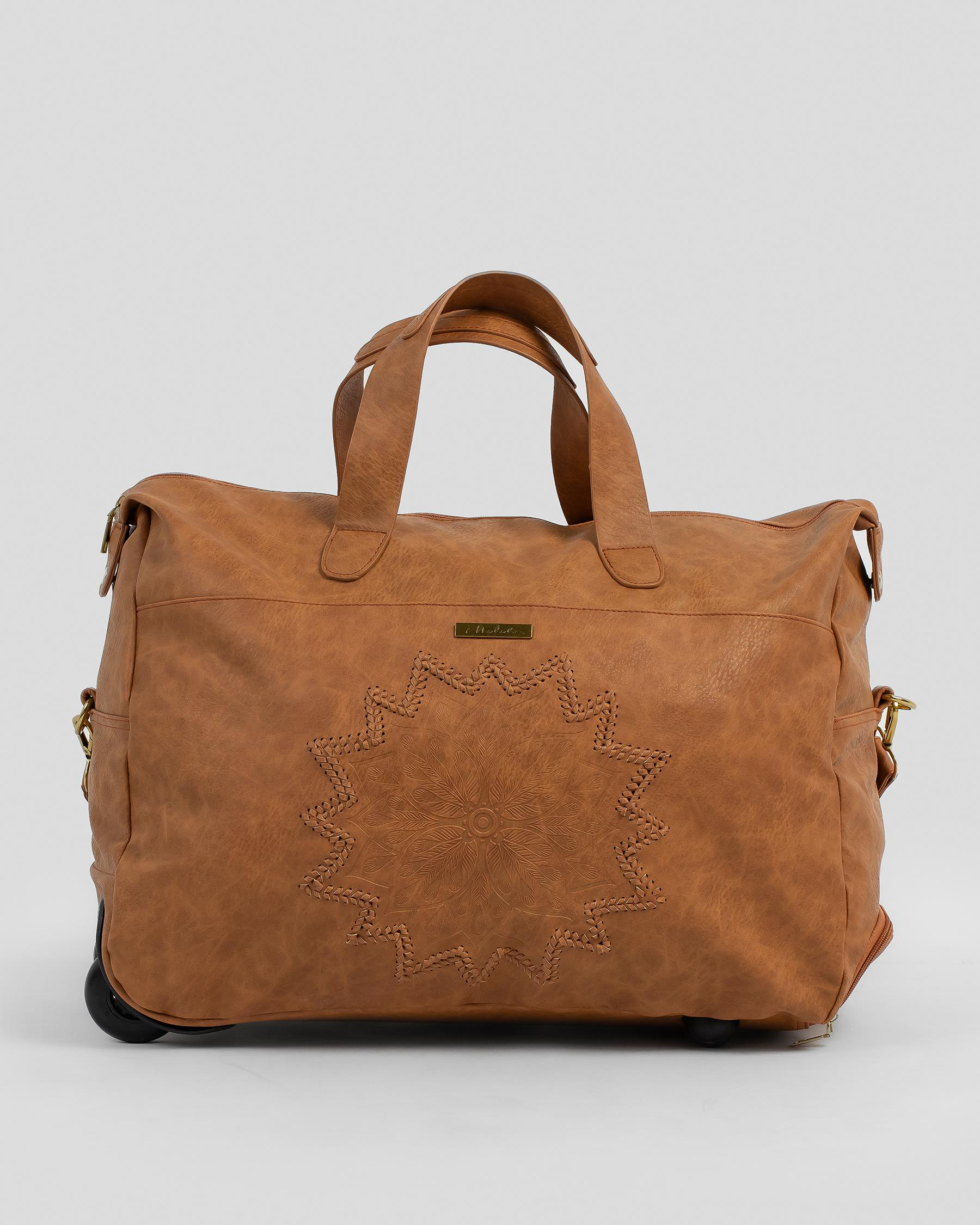 Shop Mooloola Mara Small Wheeled Travel Bag In Dark Tan - Fast Shipping ...