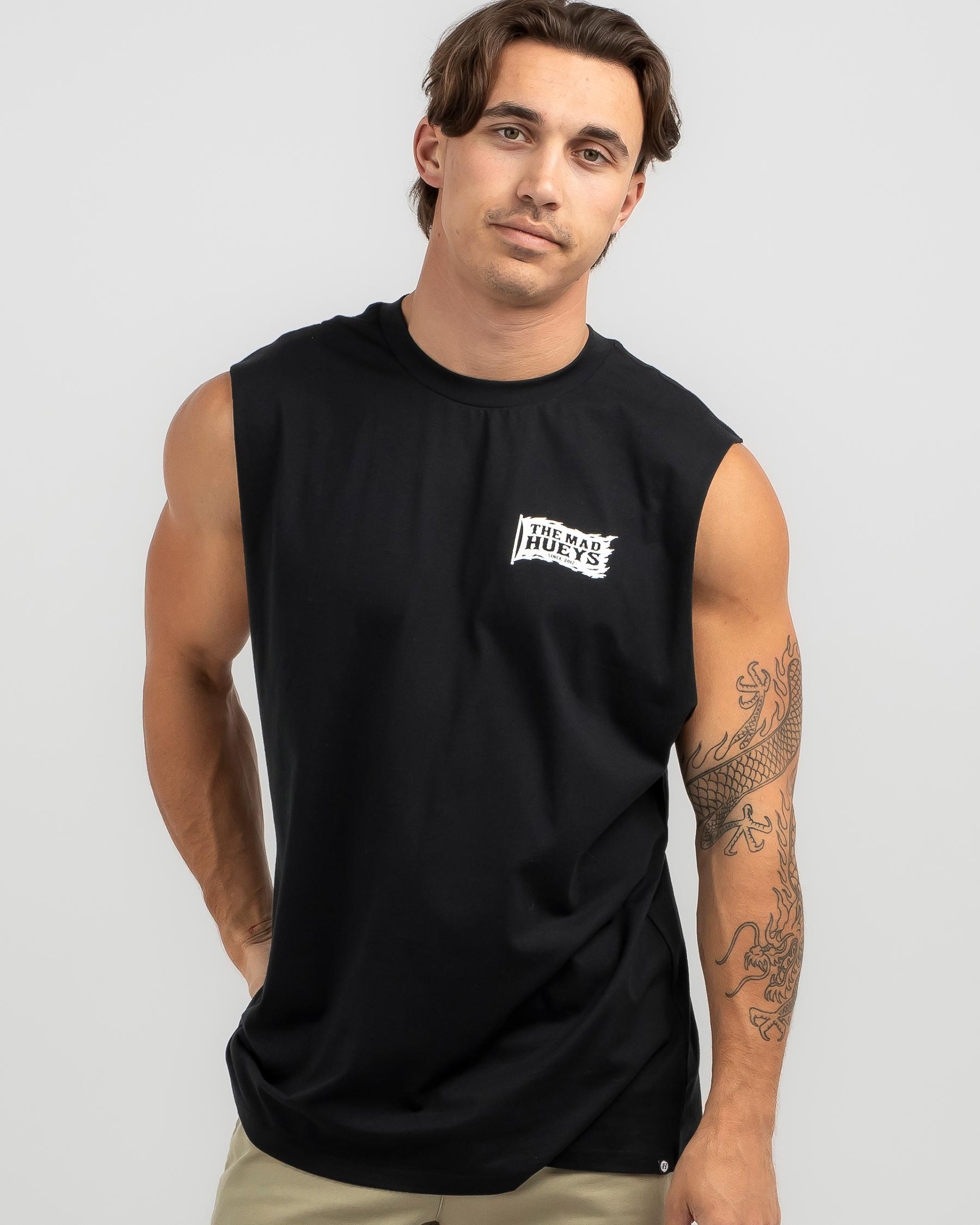 Shop The Mad Hueys Captain Cooked Muscle Tank In Black - Fast Shipping ...