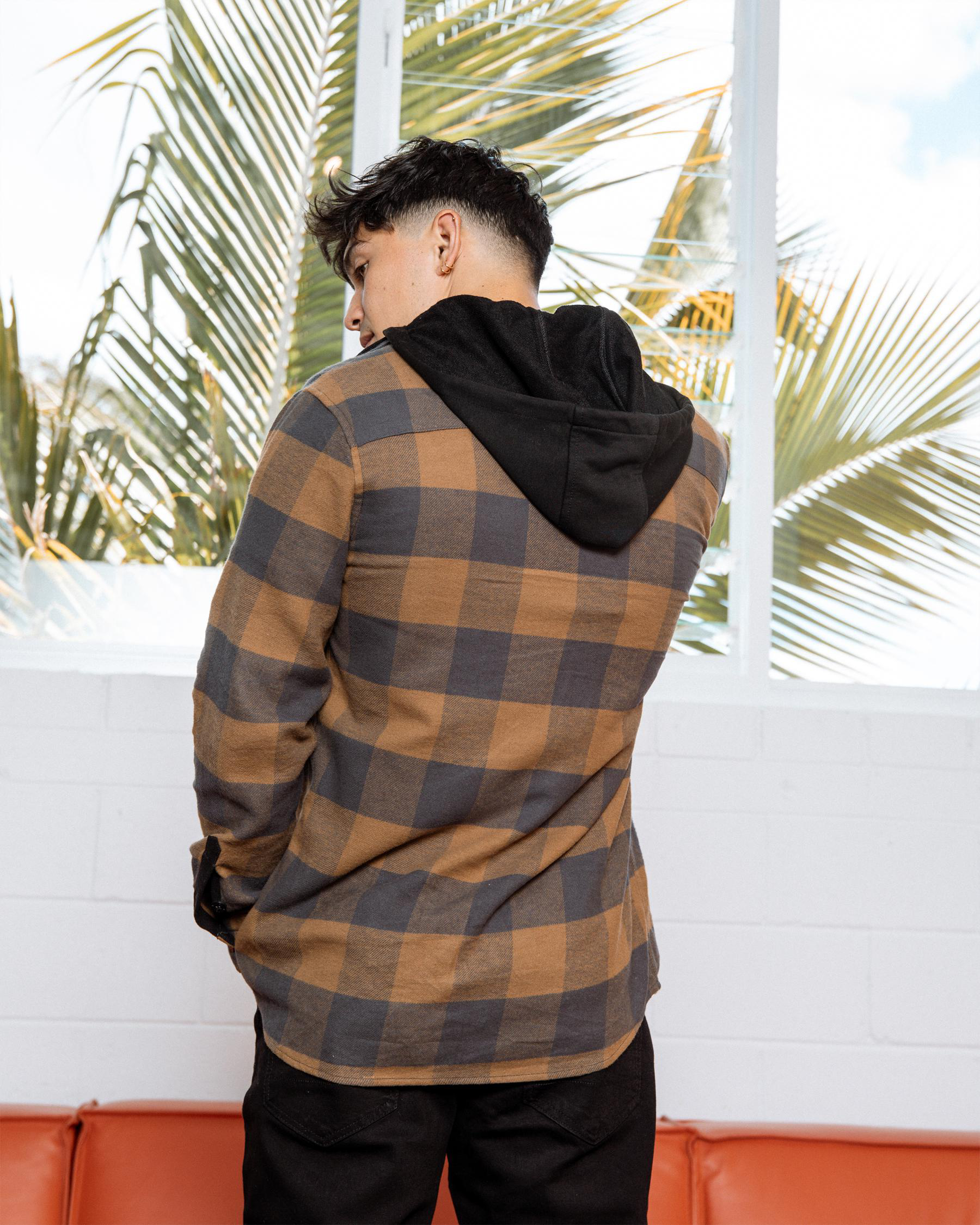 Shop Dexter Bandit Hooded Flanno In Charcoal/tan - Fast Shipping & Easy ...