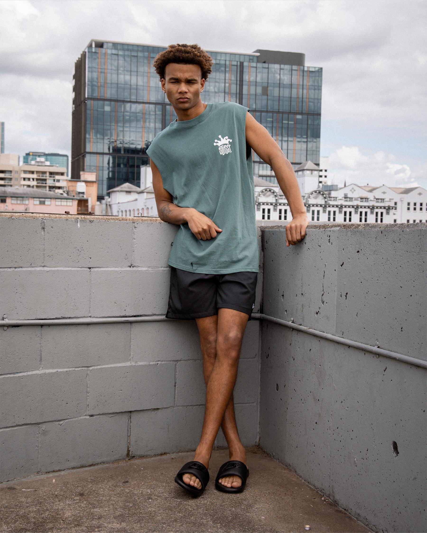 Shop Stussy Jester Crown Muscle Tank In Moss Green - Fast Shipping ...