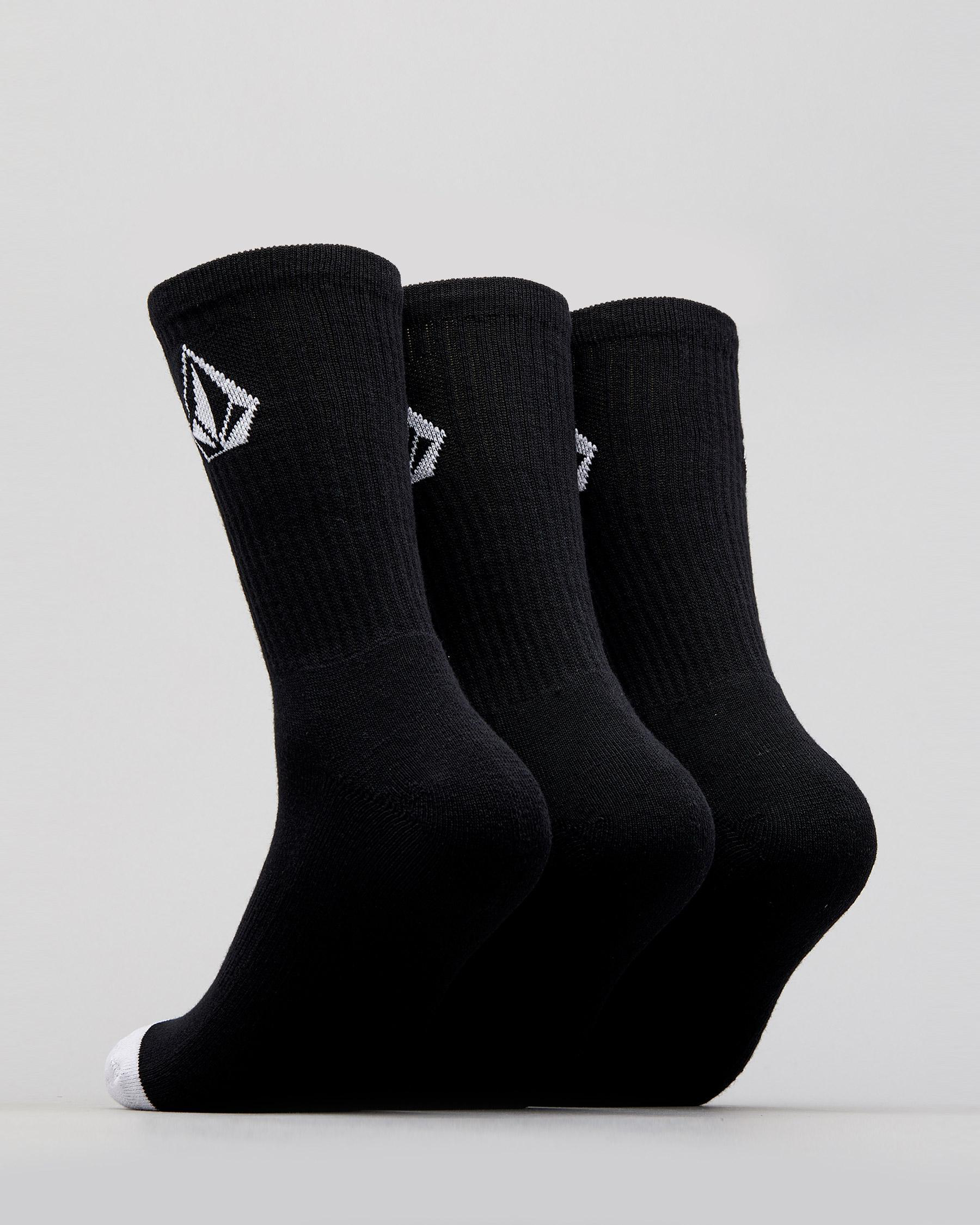Shop Volcom Full Stone Socks 3 Pack In Black - Fast Shipping & Easy ...