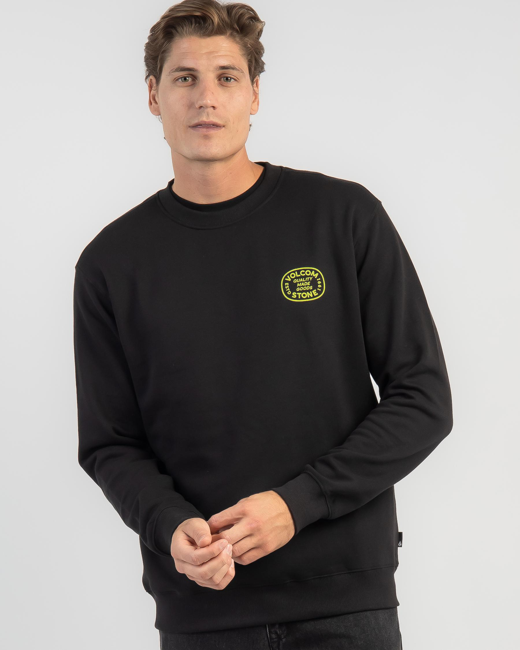 Shop Volcom Produce Crew Neck Sweat Shirt In Black - Fast Shipping ...