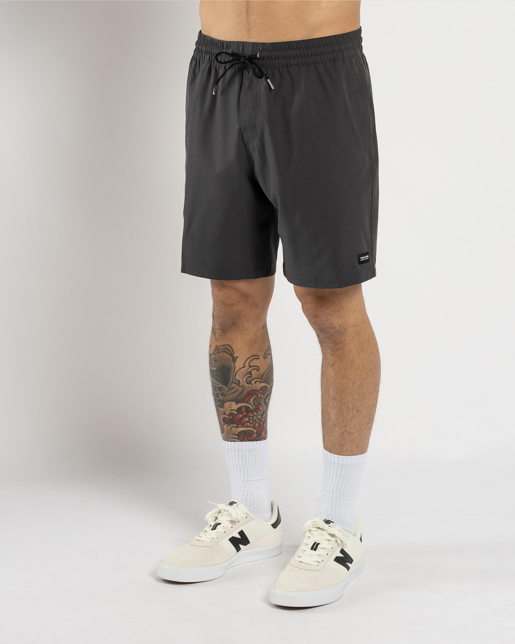 Shop Volcom Stones Hybrid Elastic Waist Shorts In Asphalt - Fast ...