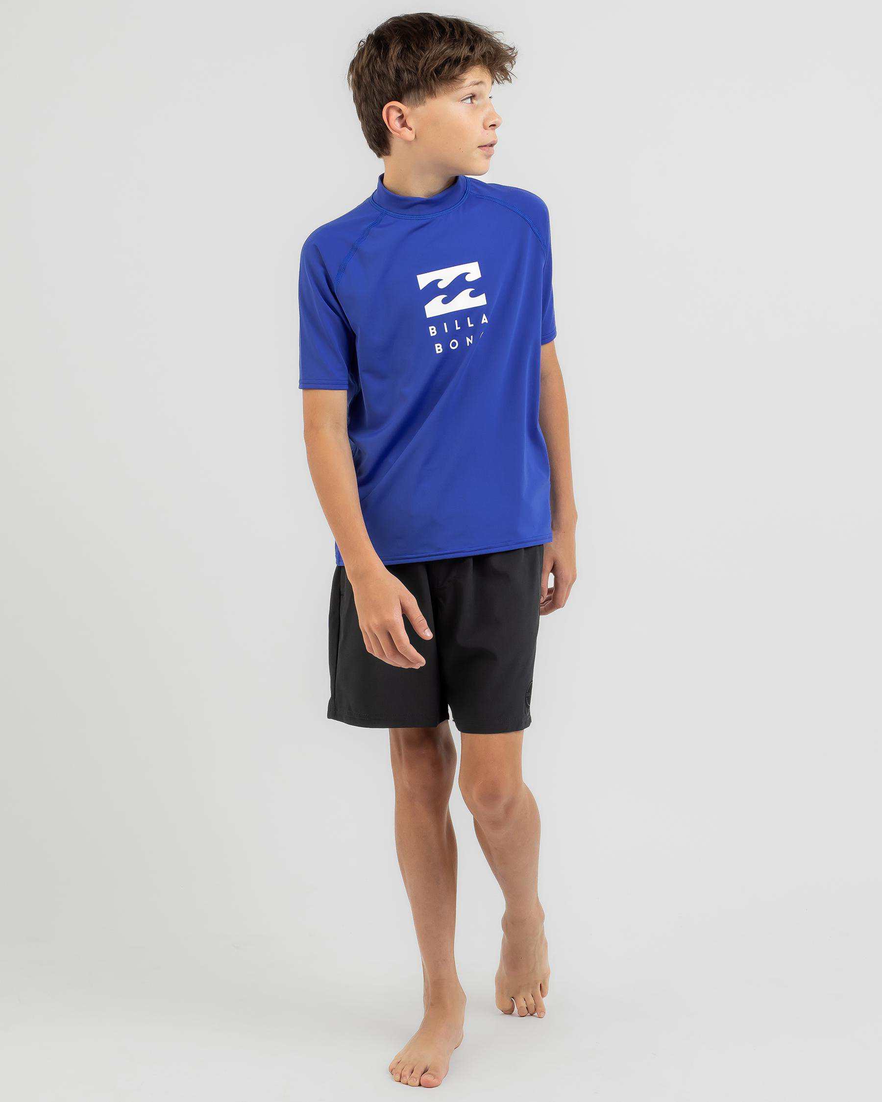 Shop Billabong Boys' Union Short Sleeve Rash Vest In Cobalt - Fast ...