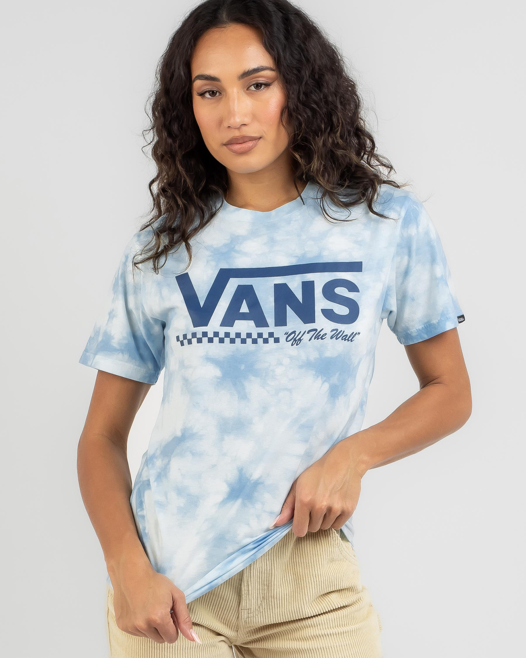 Shop Vans Drop V Cloud Wash T-Shirt In True Blue - Fast Shipping & Easy ...