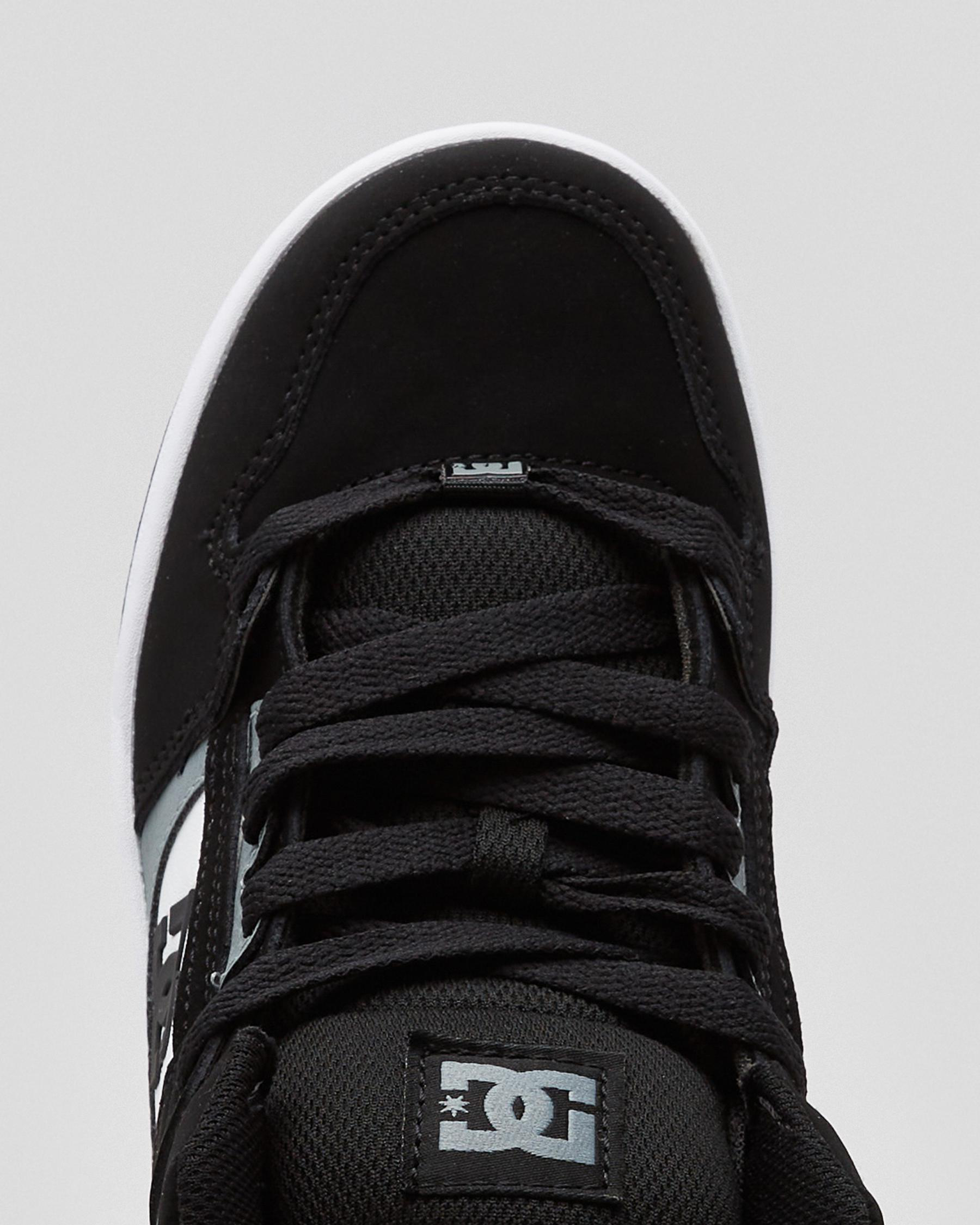 Shop DC Shoes Boys' Pure Hi-Top Shoes In Black/grey/white - Fast ...