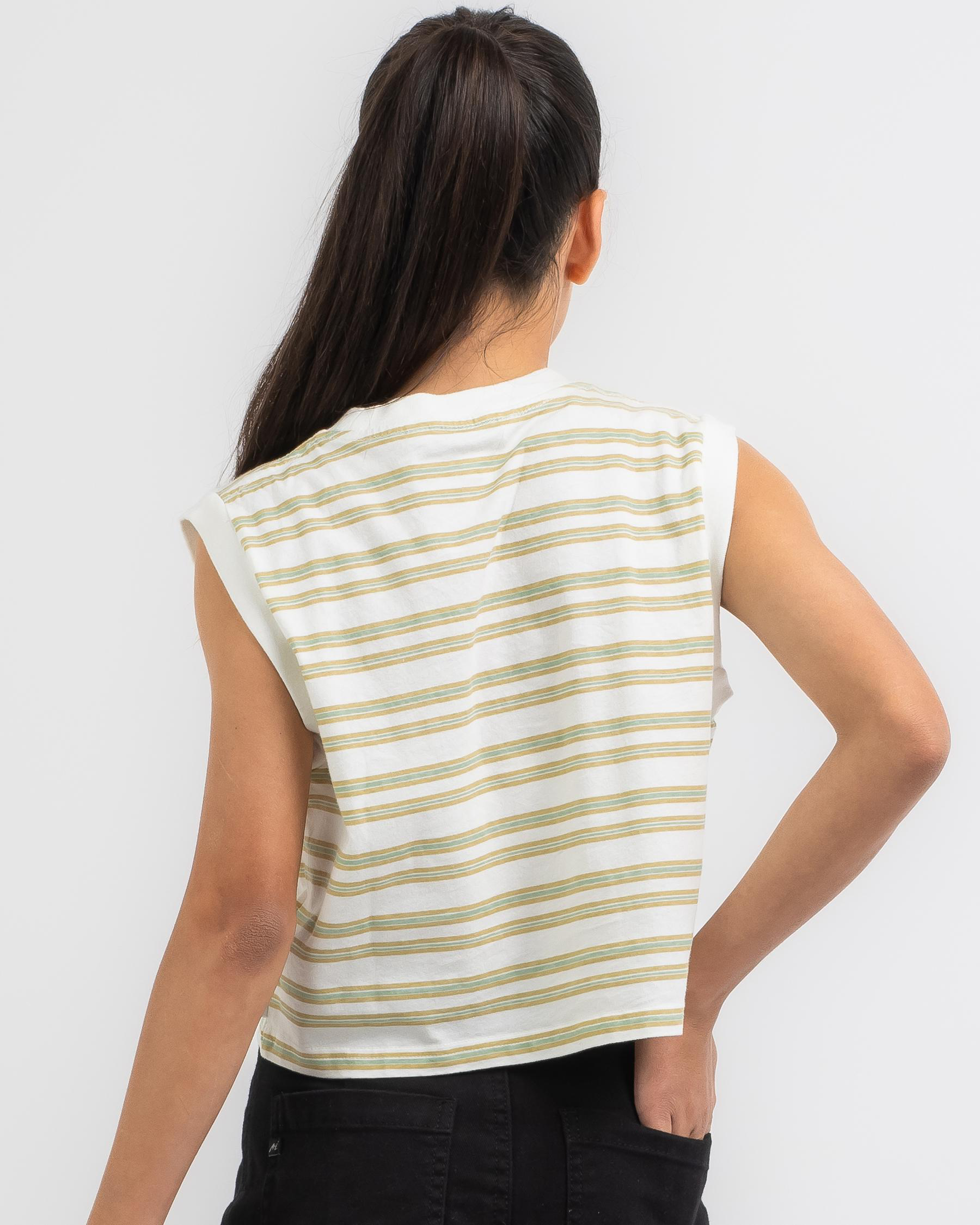 Shop Rusty Girls' Throwback Cropped Tank Top In Golden Sand - Fast ...