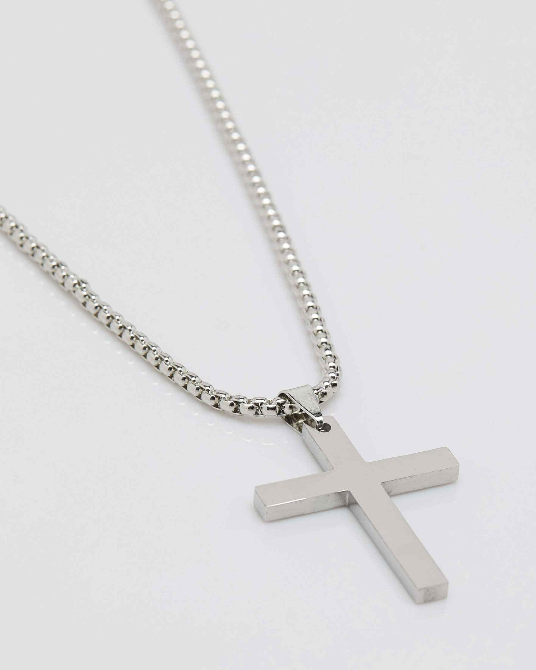 REPUBLIK Silver Cross Chain Necklace In Silver - FREE* Shipping & Easy ...