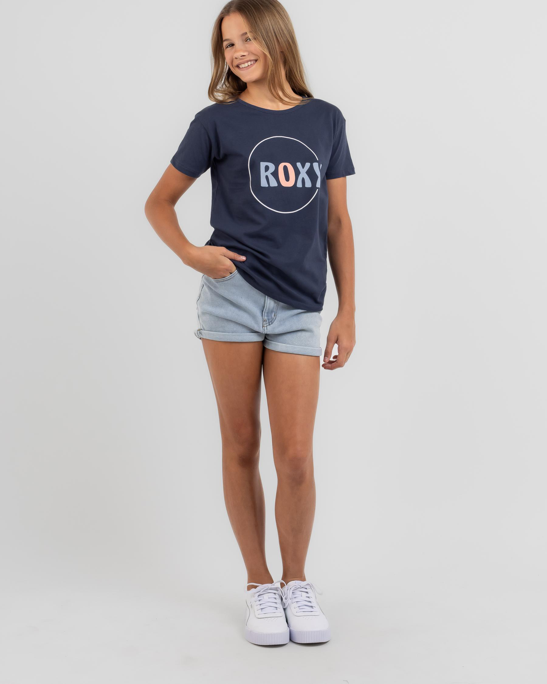 Shop Roxy Girls' Day And Night T-Shirt In Mood Indigo - Fast Shipping ...